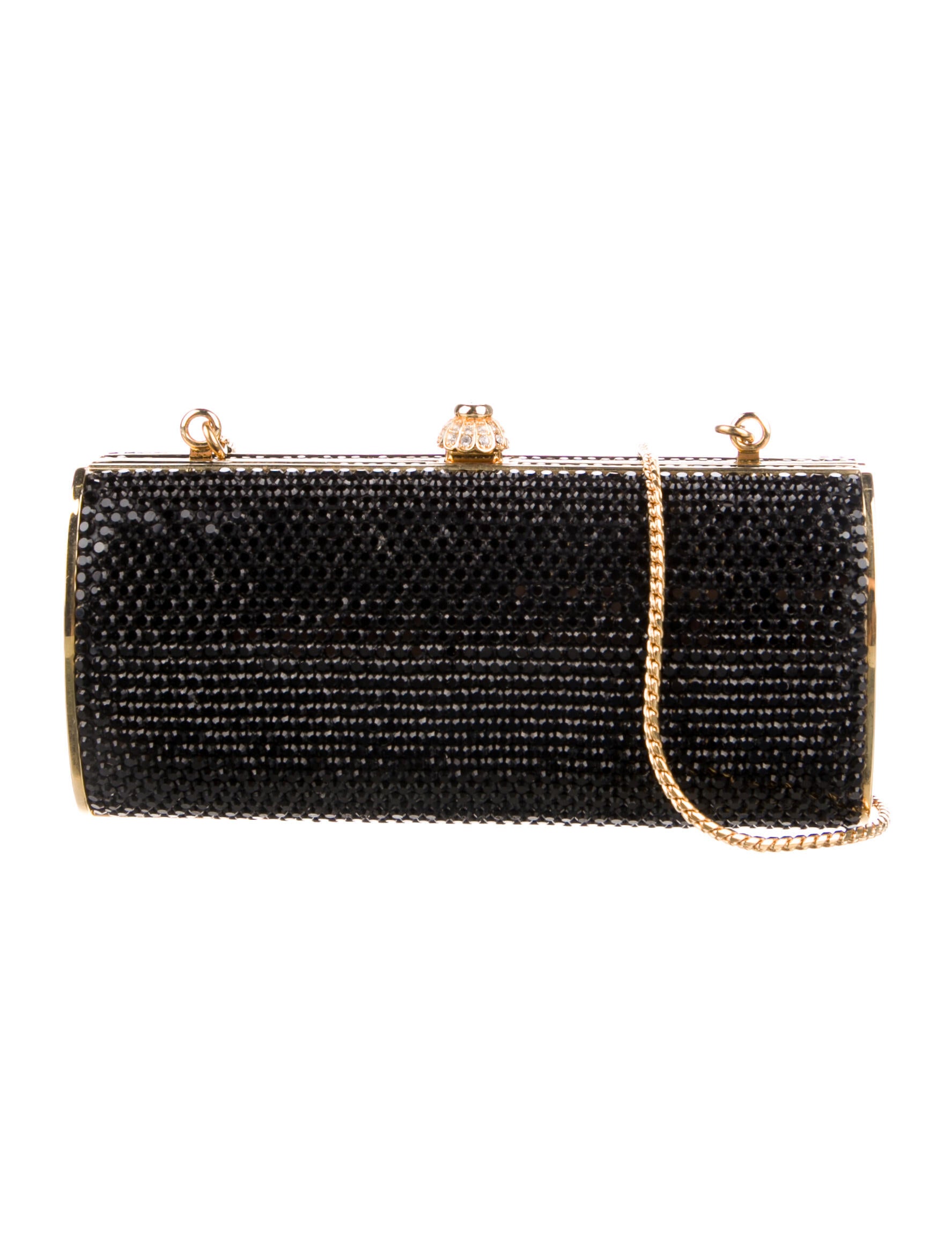 Judith Leiber Crystal-Embellished Minaudière - Black Clutches, Handbags ...