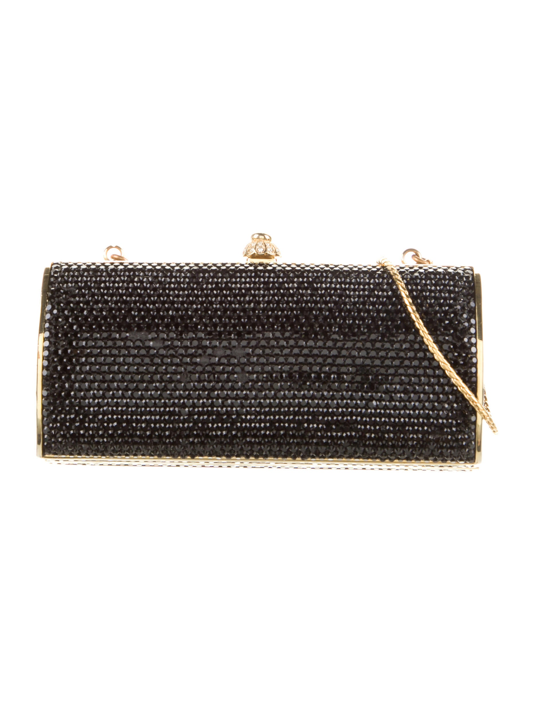 Judith Leiber Crystal Embellished Minaudière - Black Clutches, Handbags ...