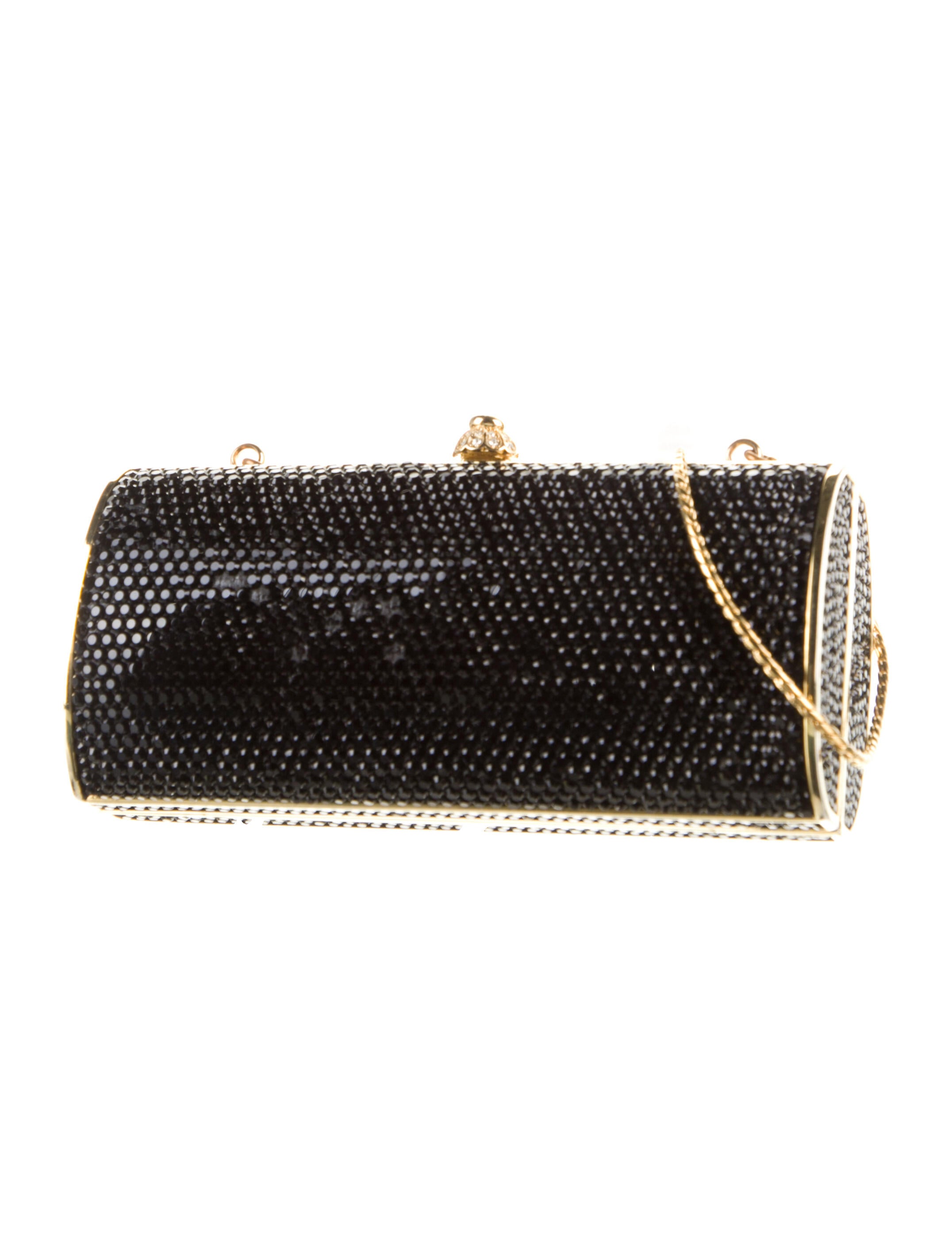 Judith Leiber Crystal Embellished Minaudière - Black Clutches, Handbags ...