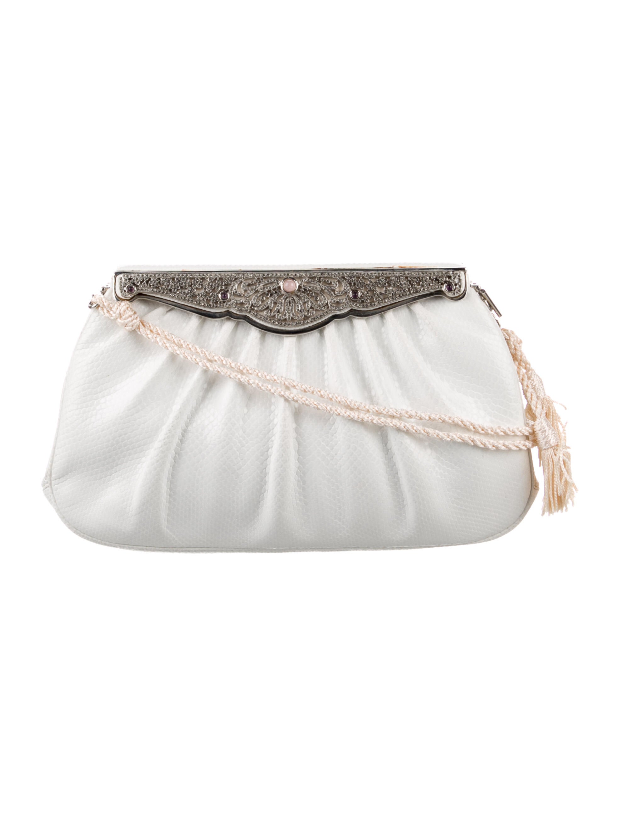 Judith Leiber Ostrich Evening Bag - White Evening Bags, Handbags ...