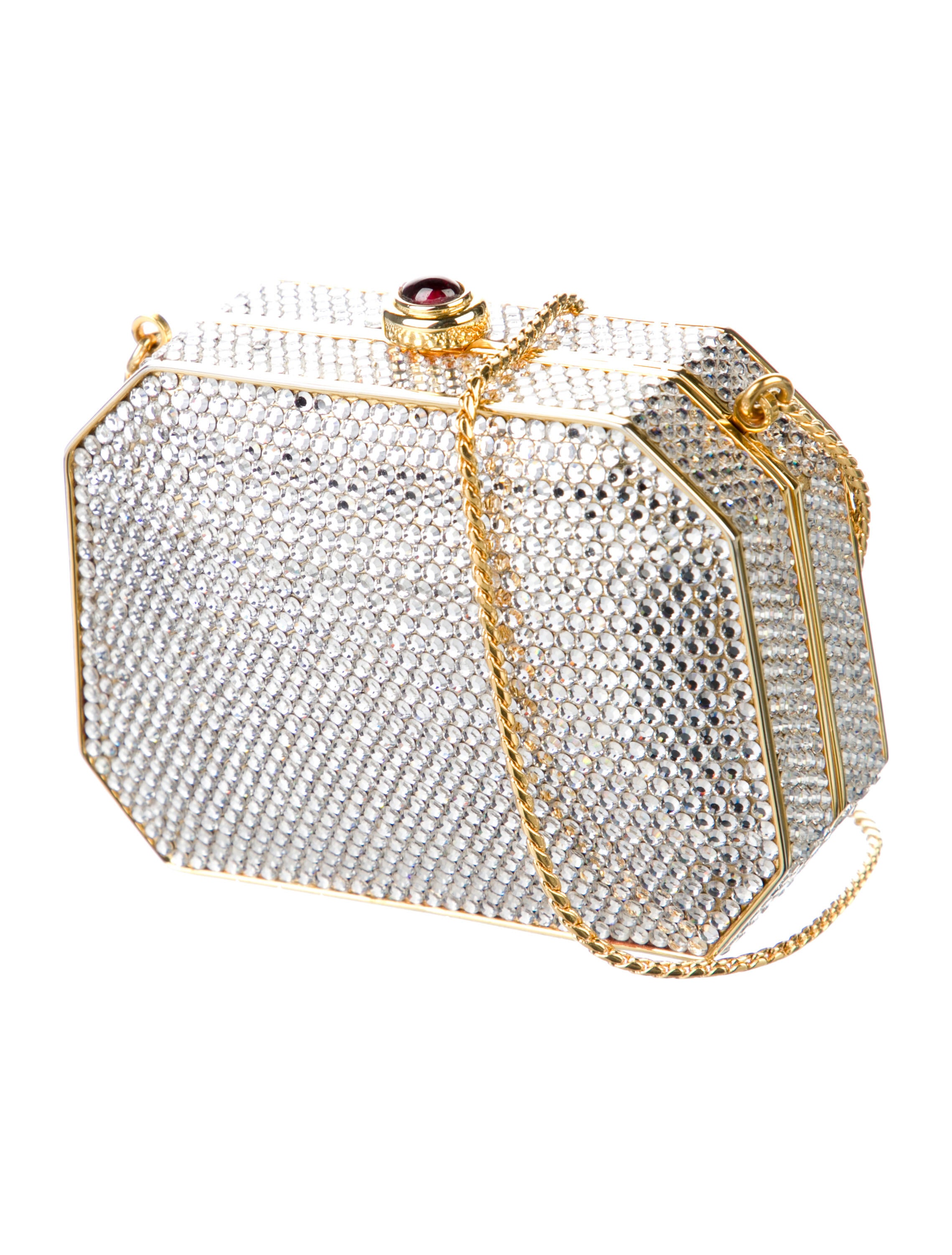 Judith Leiber Crystal Embellished Chain-Link Mini Bag - Silver Mini ...