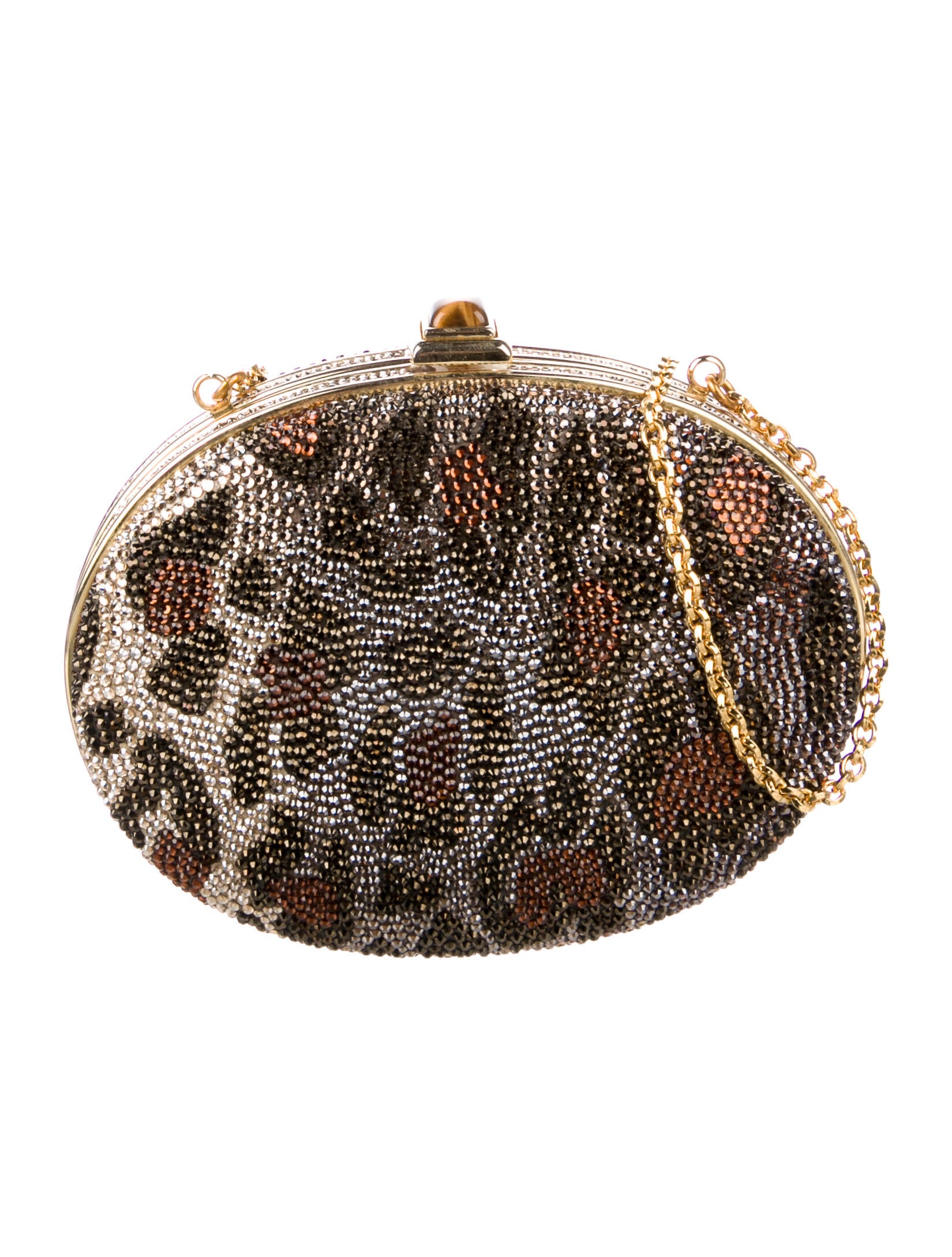 Judith Leiber Crystal Minaudiere - Brown Evening Bags, Handbags ...
