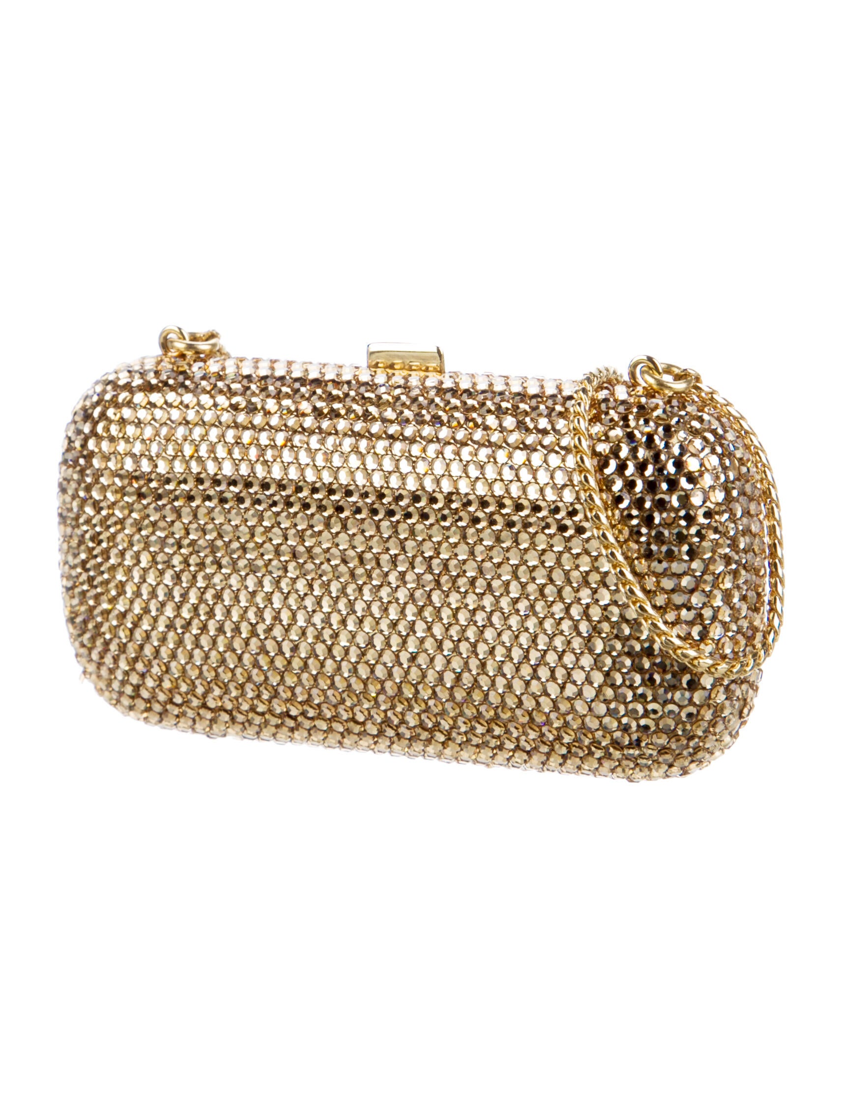 Judith Leiber Crystal Minaudiere - Brown Evening Bags, Handbags ...