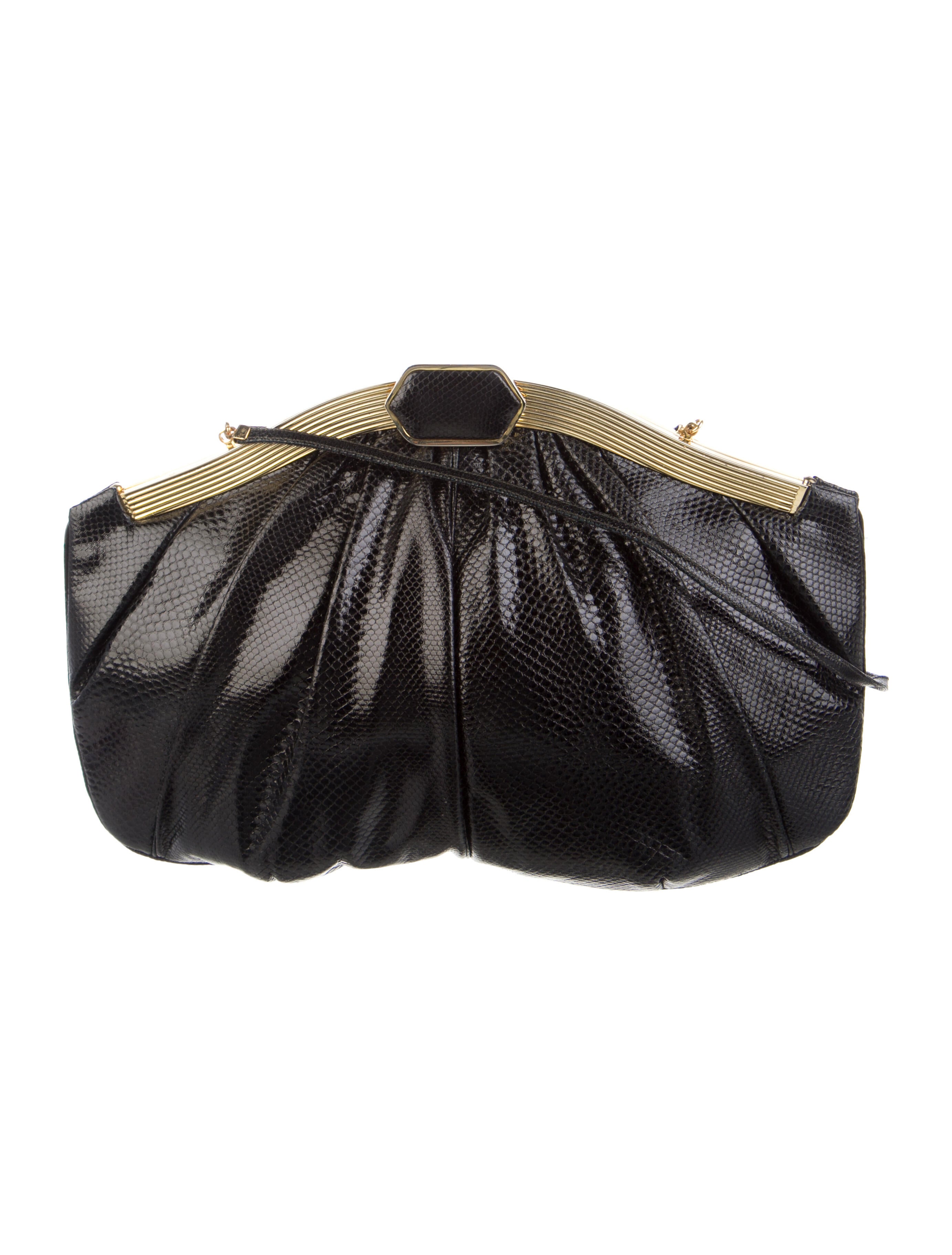 Judith Leiber Embellished Karung Frame Bag - Black Clutches, Handbags ...