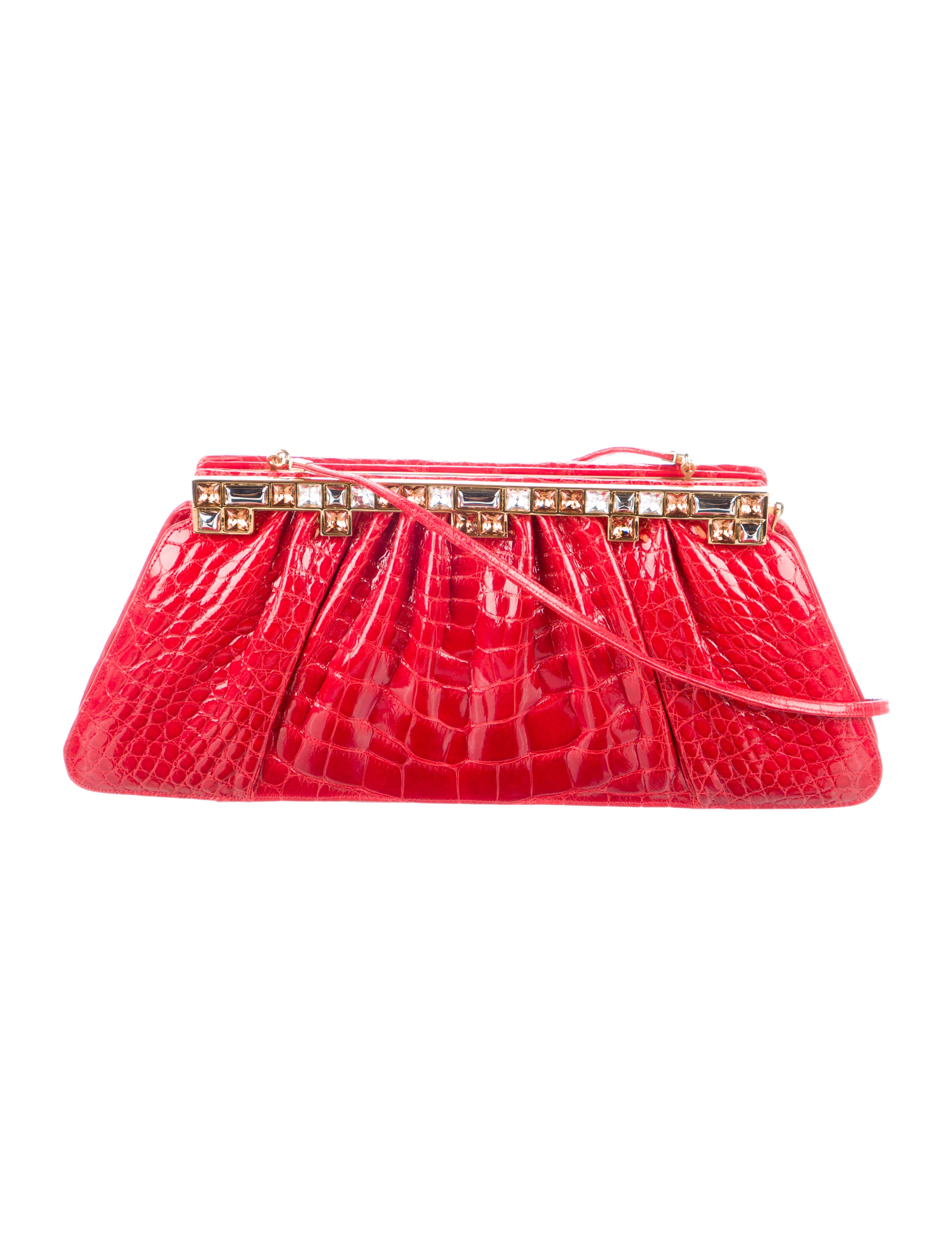 Judith Leiber Snakeskin Frame Clutch - Red Clutches, Handbags ...