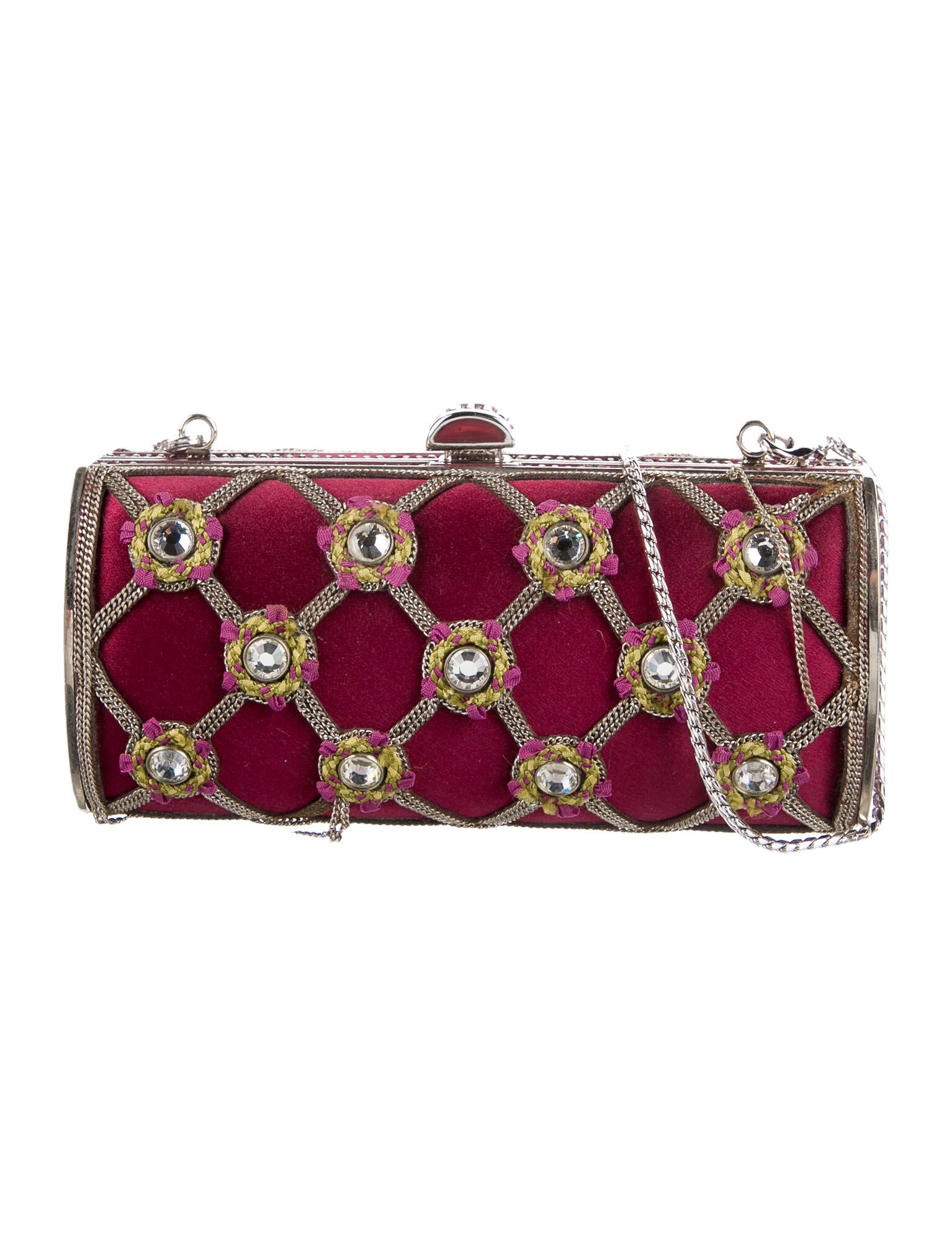 Judith Leiber Crystal Floral Minaudière - Black Clutches, Handbags ...