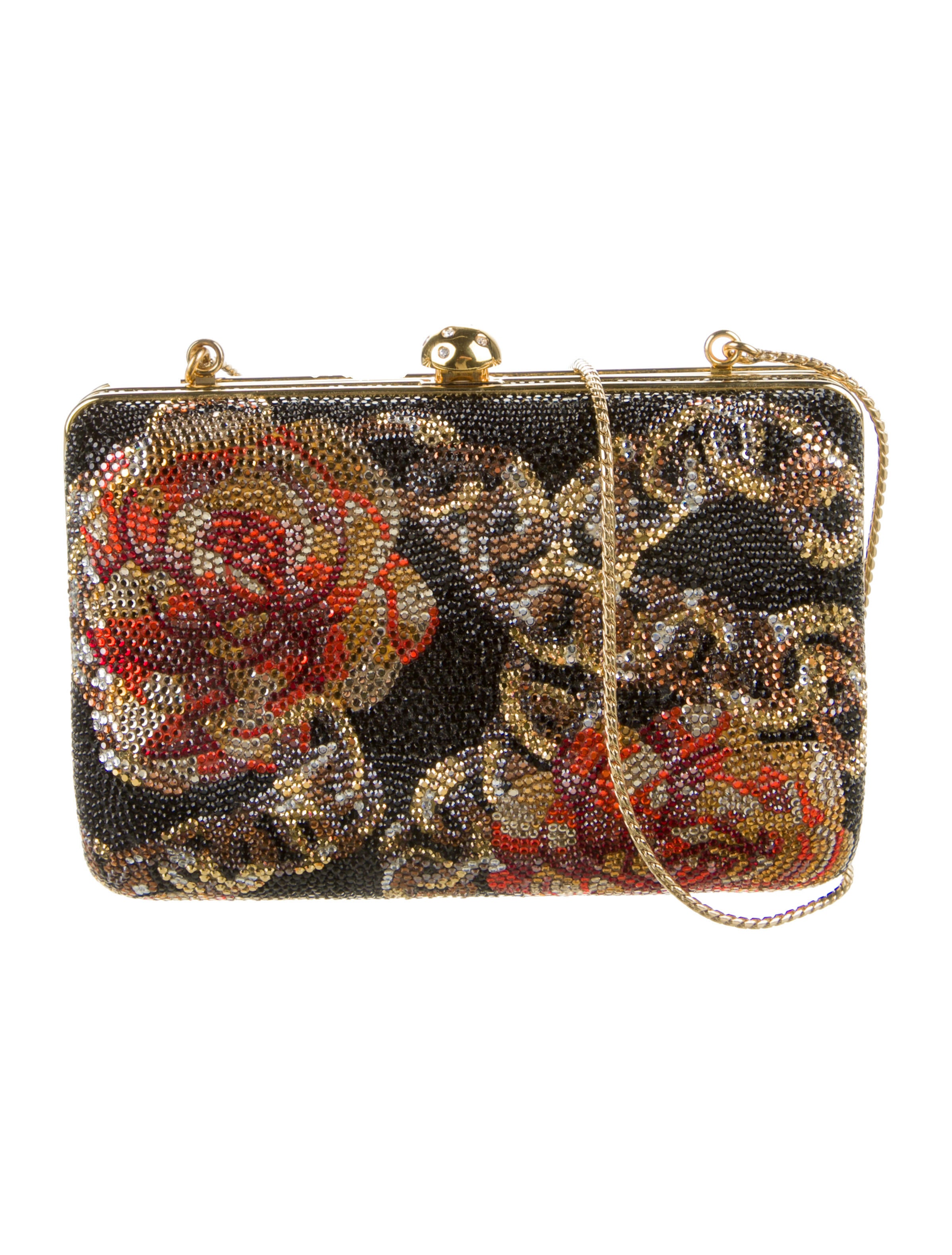 Judith Leiber Crystal Embellished Metal Evening Bag - Black Evening ...