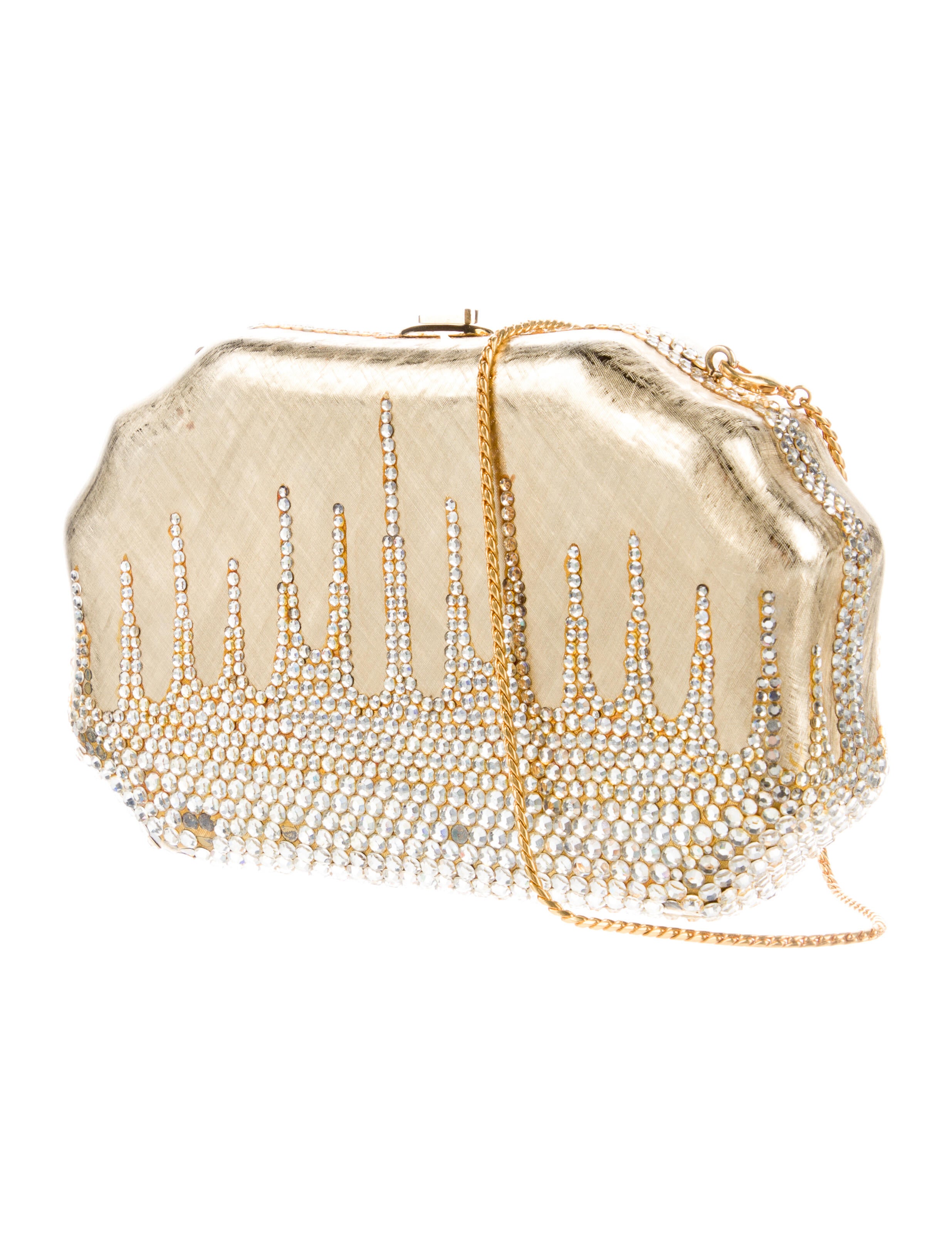 Judith Leiber Metal Crystal Embellished Evening Bag - Gold Evening Bags ...