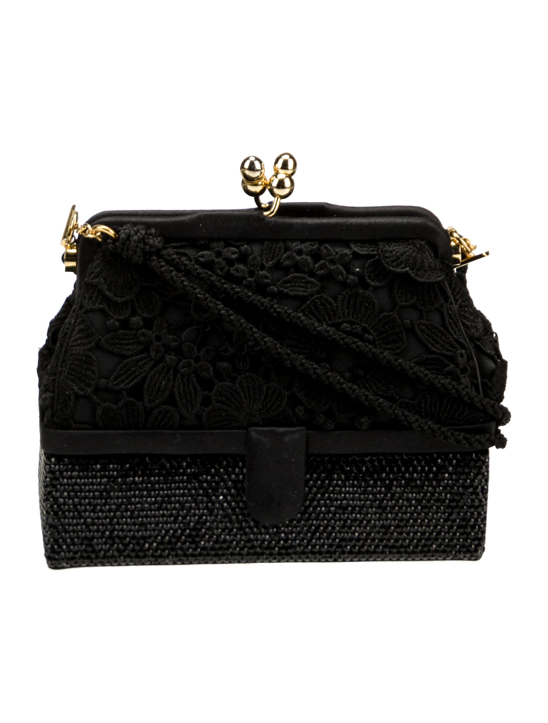Judith Leiber Crystal Embellished Satin Evening Bag - Black Evening ...