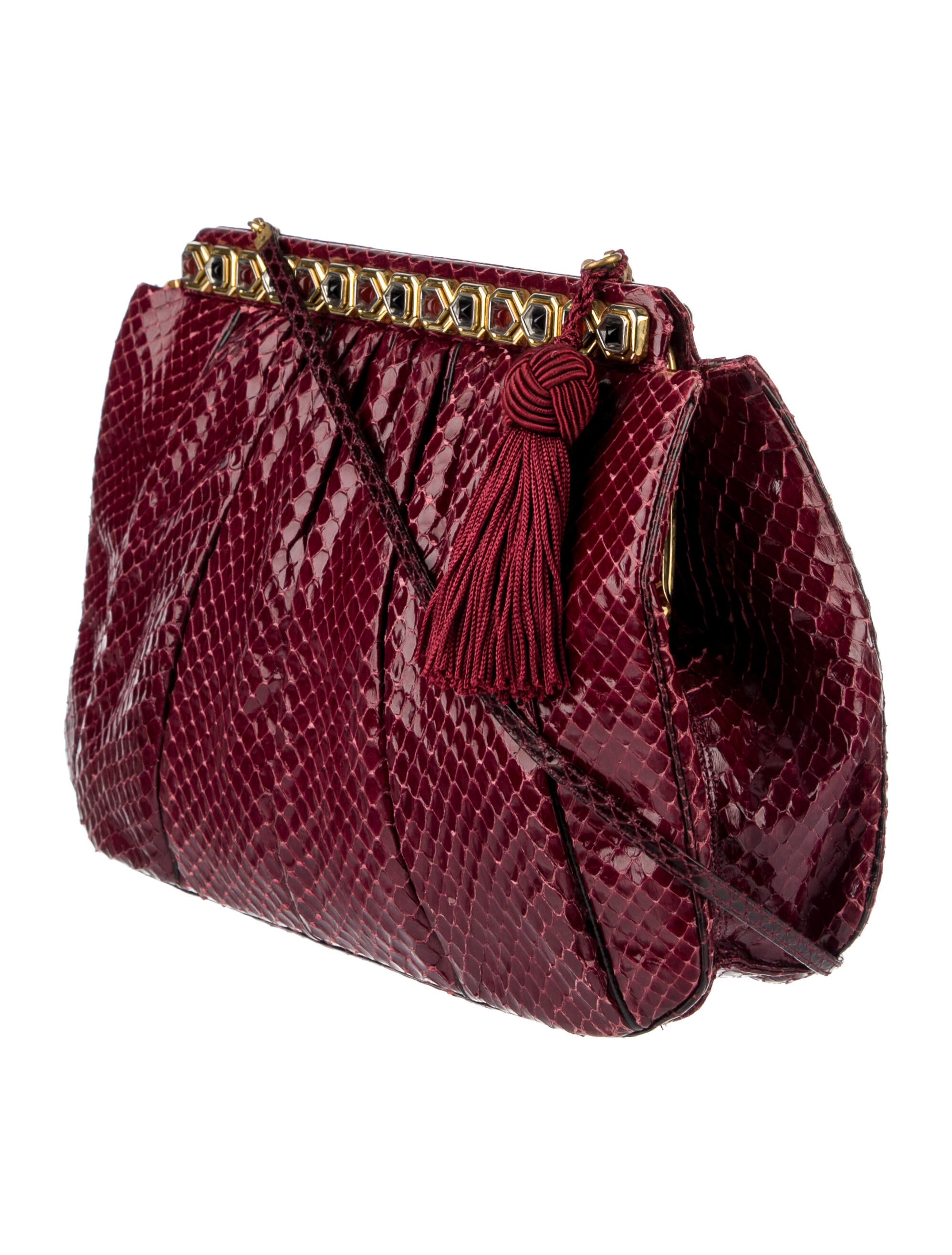 Judith Leiber Crystal Embellished Snakeskin Clutch - Metallic Clutches ...