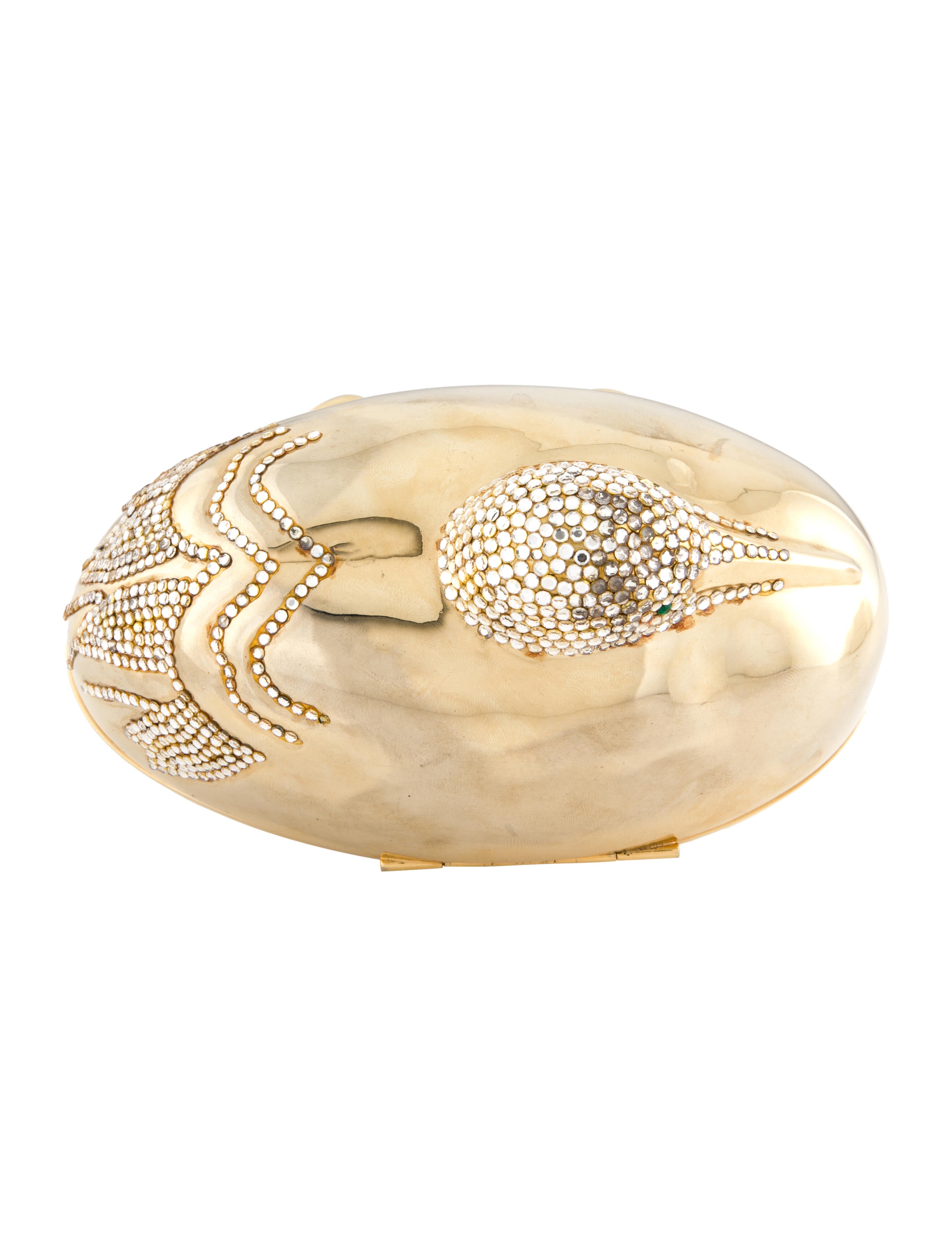 Judith Leiber Crystal Swan Clutch - Gold Clutches, Handbags - JUD62604 ...