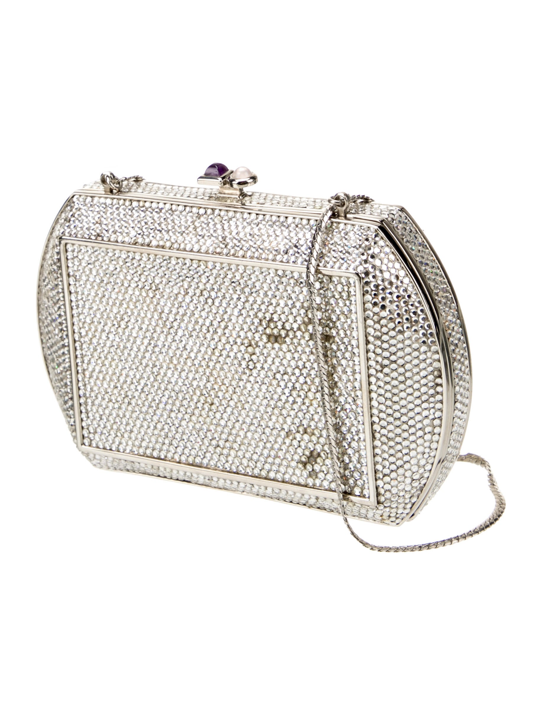 Judith Leiber Crystal-Embellished Metal Clutch - Silver Clutches ...