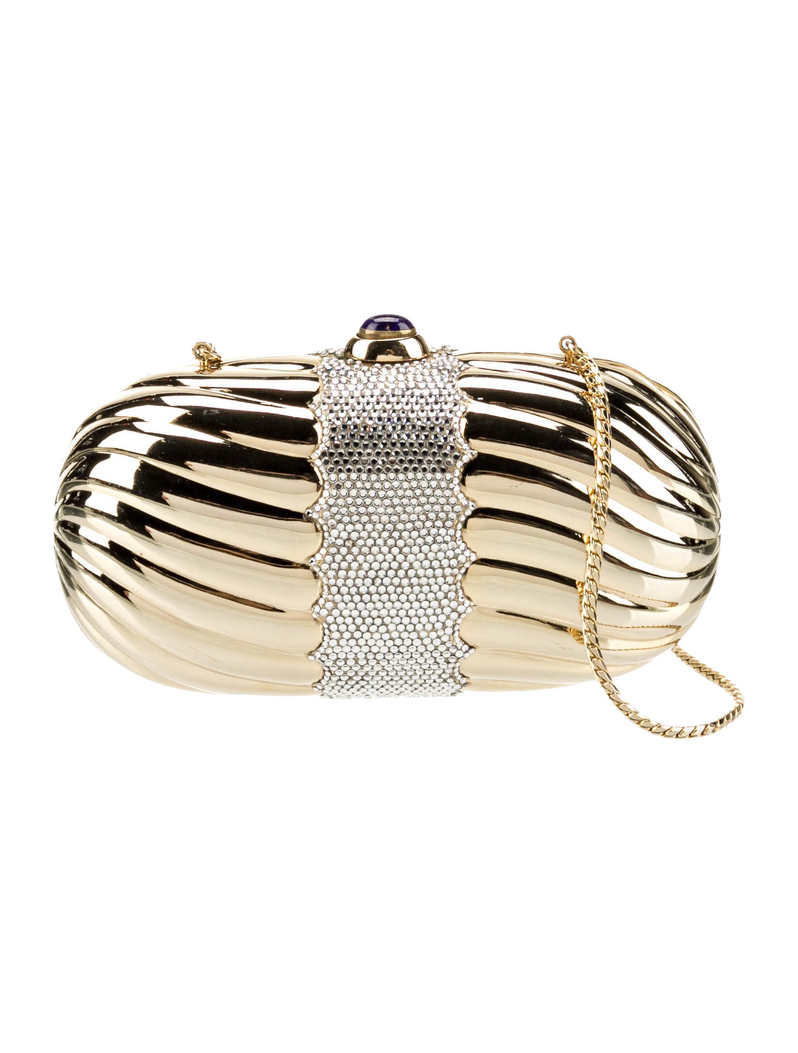 Judith Leiber Crystal Embellished Metal Evening Bag - Gold Evening Bags ...