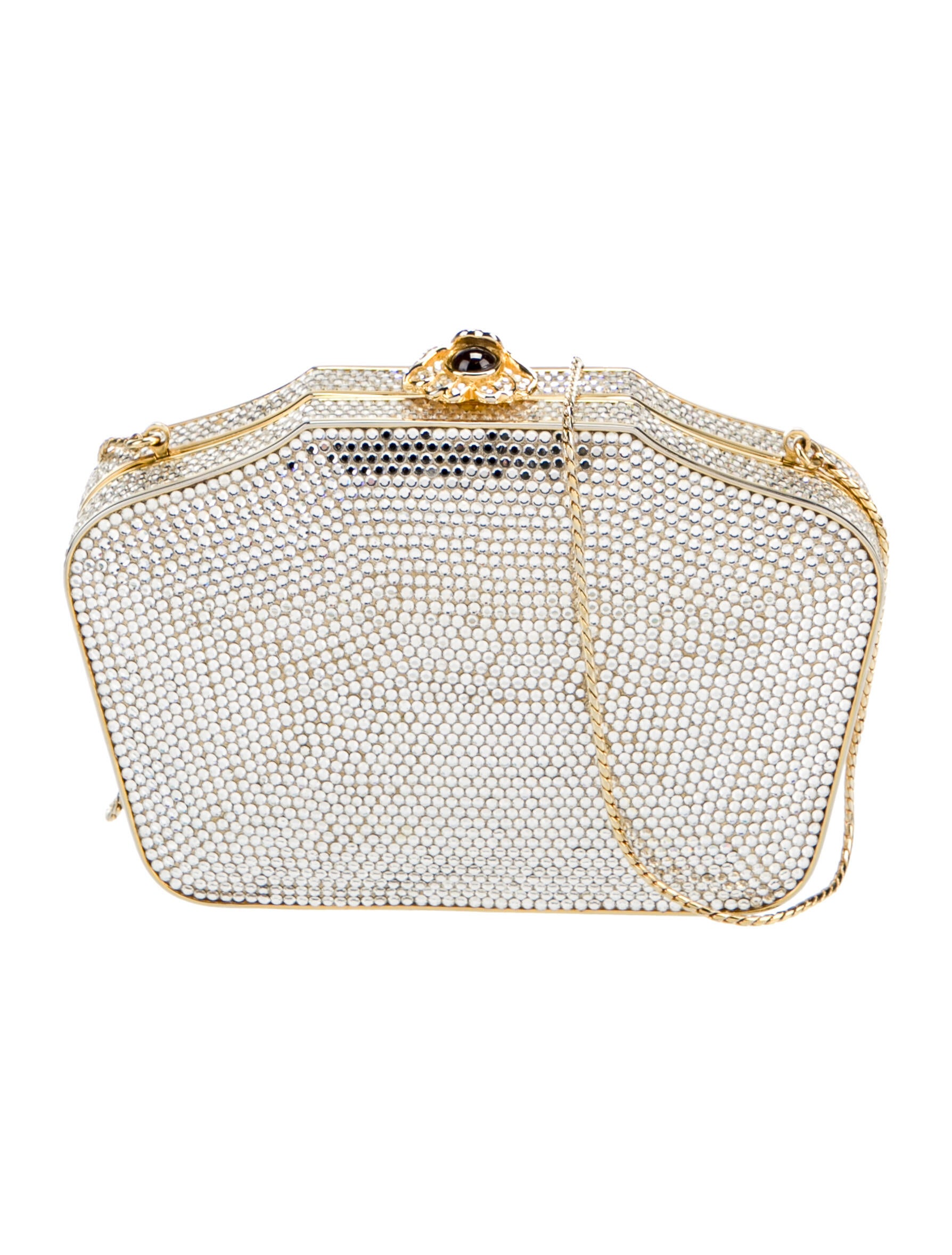 Judith Leiber Crystal Embellished Metal Evening Bag - Gold Evening Bags ...