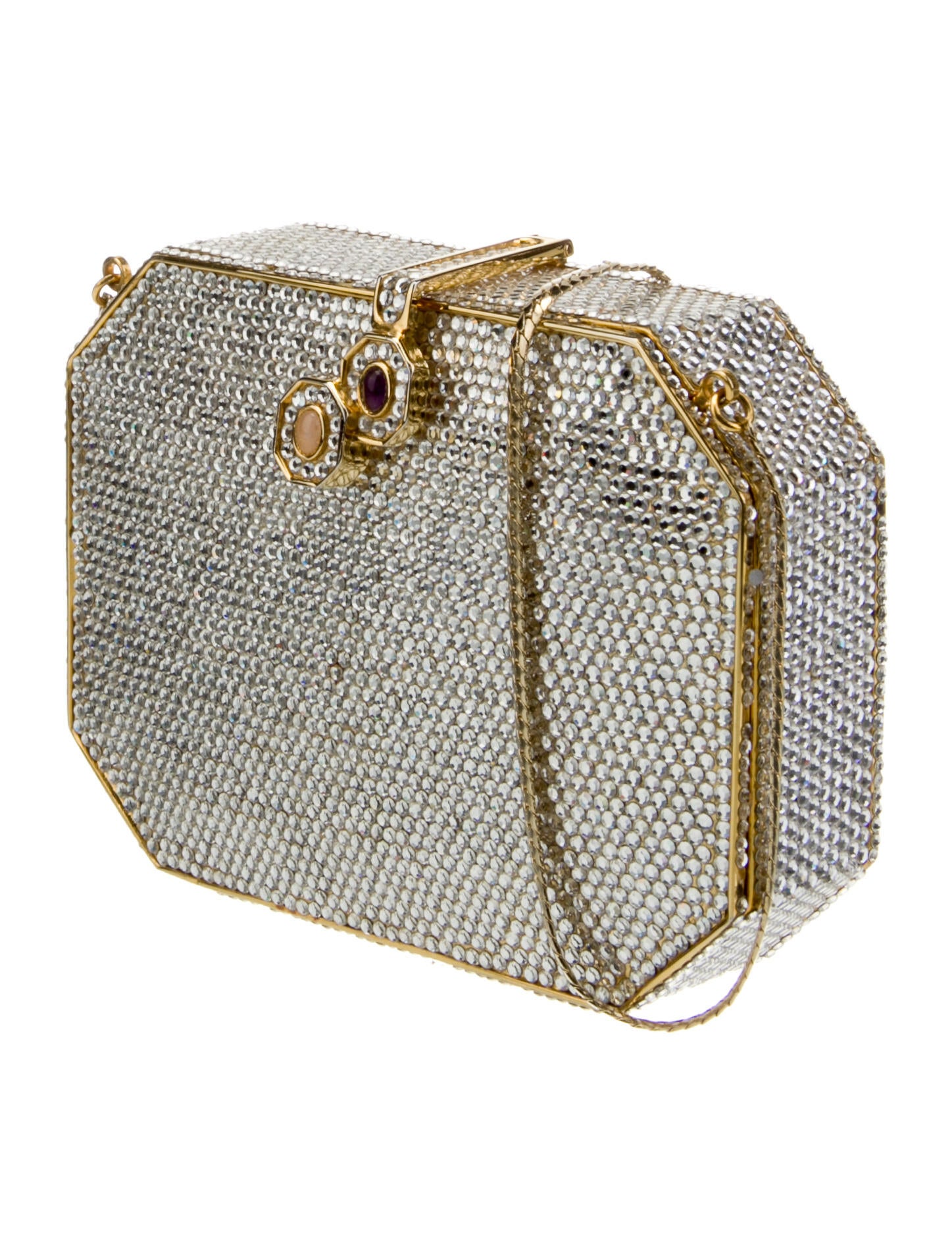 Judith Leiber Crystal-Embellished Metal Clutch - Silver Clutches ...