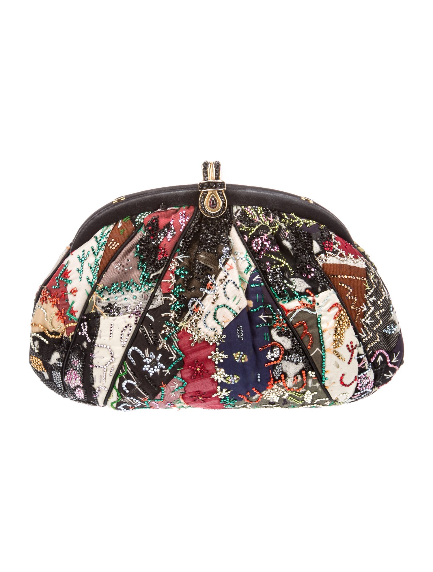 Judith Leiber Satin Crystal Embellished Clutch - Black Clutches ...