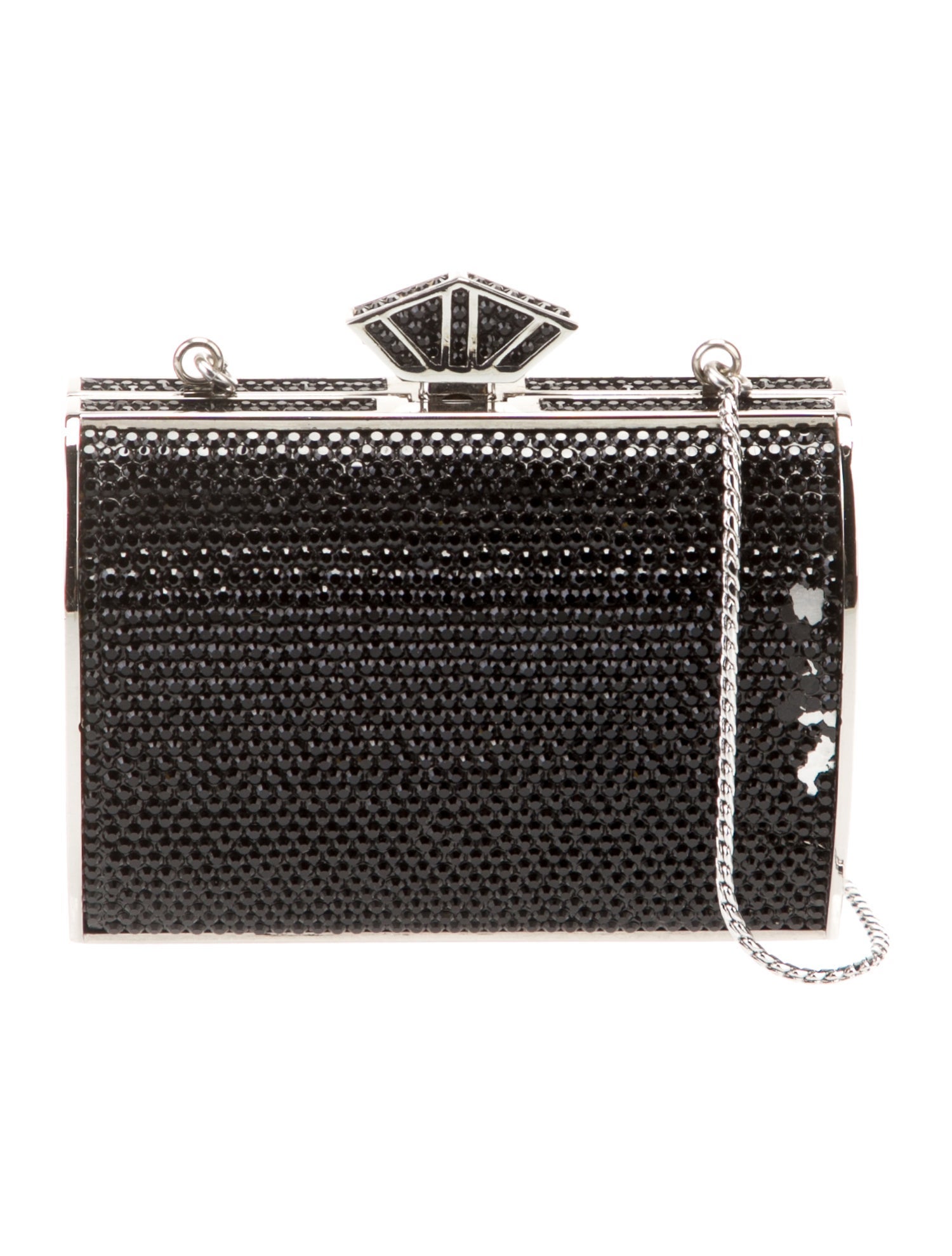 Judith Leiber Crystal Embellished Metal Evening Bag - Black Evening ...