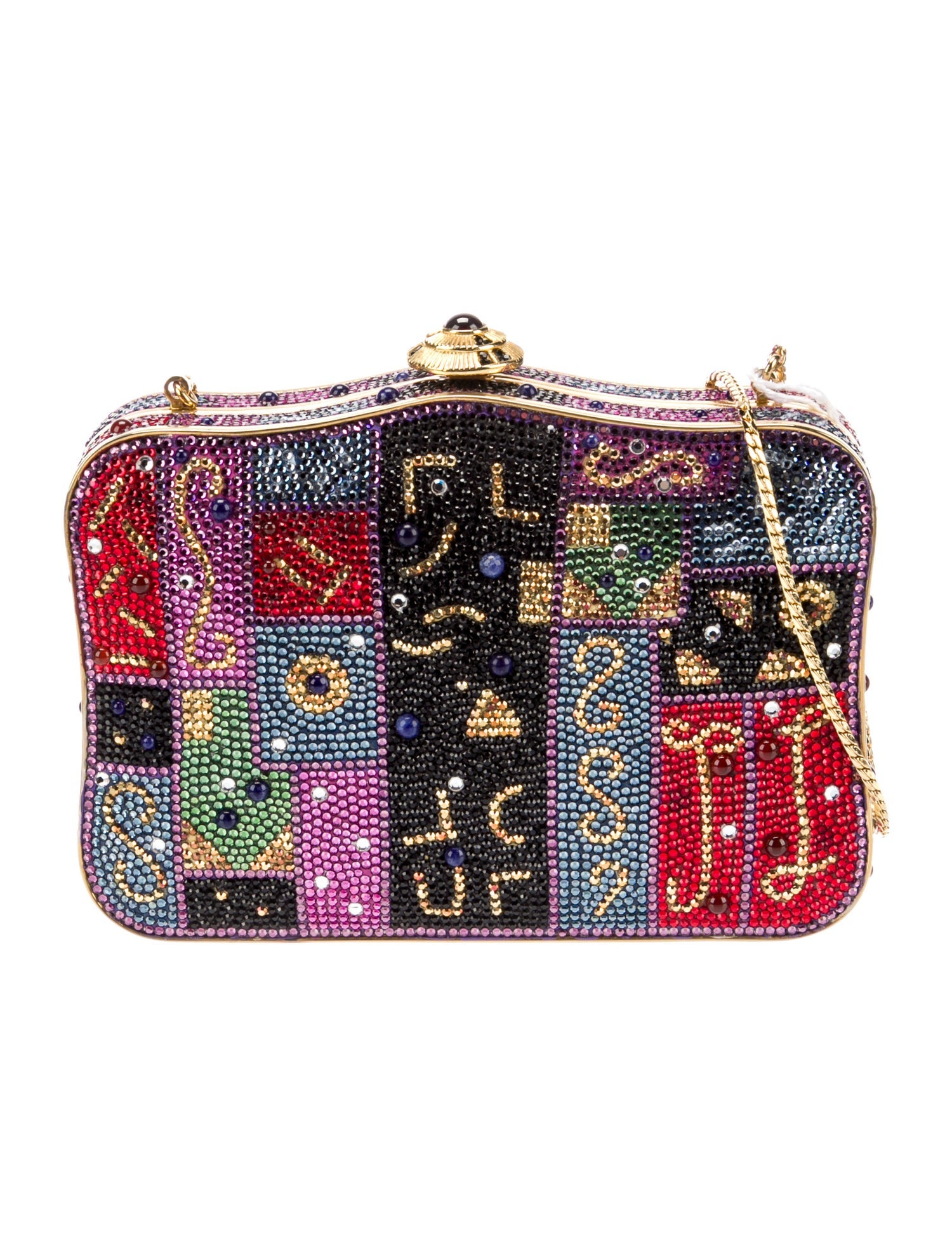 Judith Leiber Crystal Embellishment Clutch w/Tags - Black Clutches ...