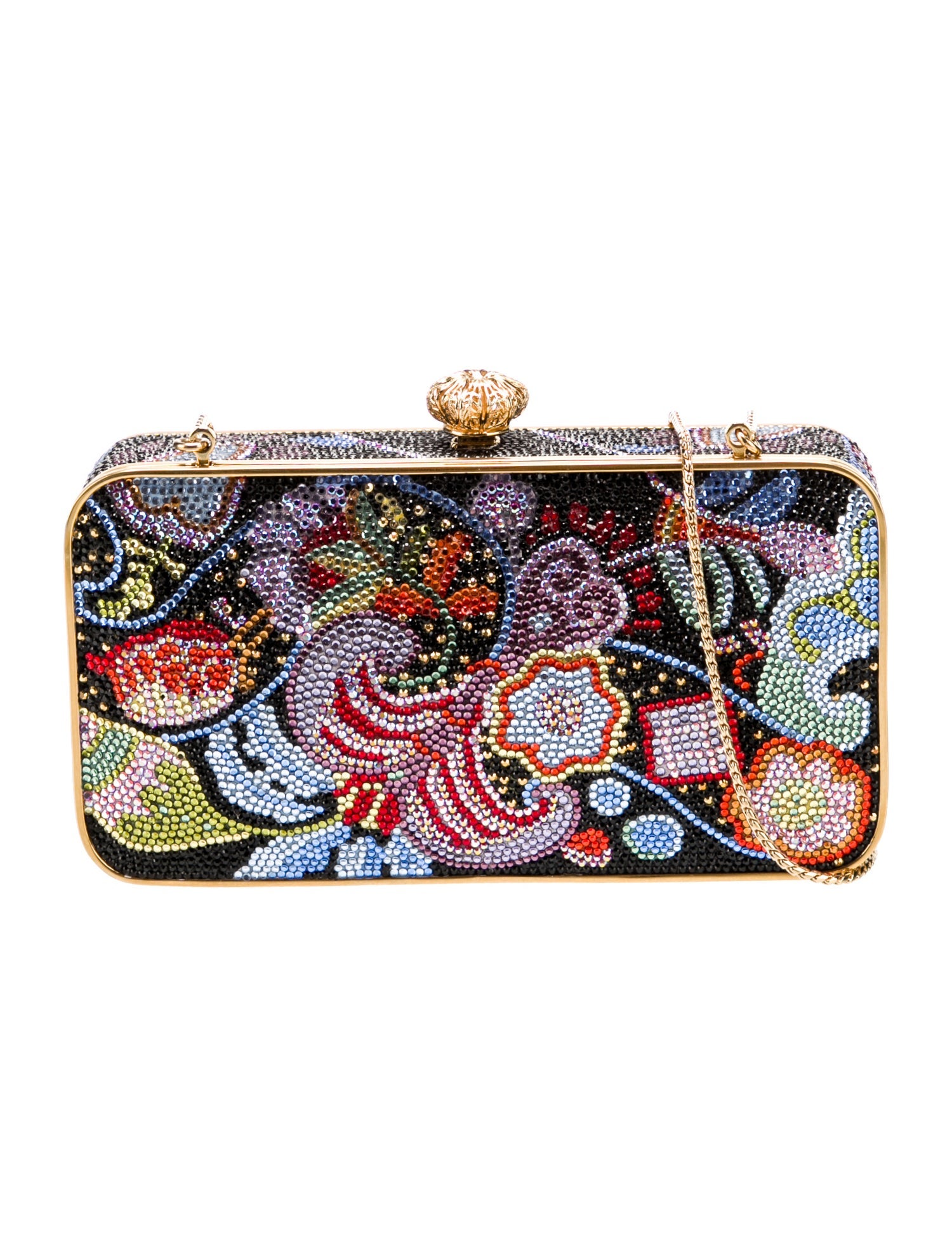 Judith Leiber Crystal Embellishment Clutch w/Tags - Black Clutches ...