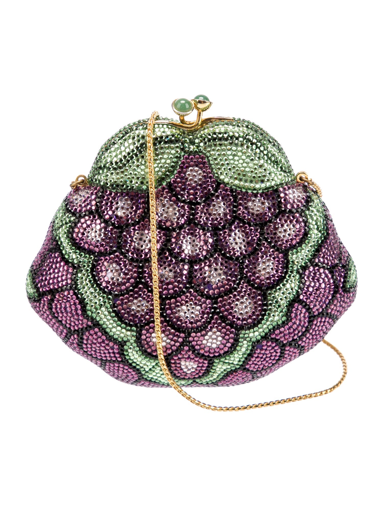 Judith Leiber Crystal Embellished Grape Clutch - Purple Clutches ...