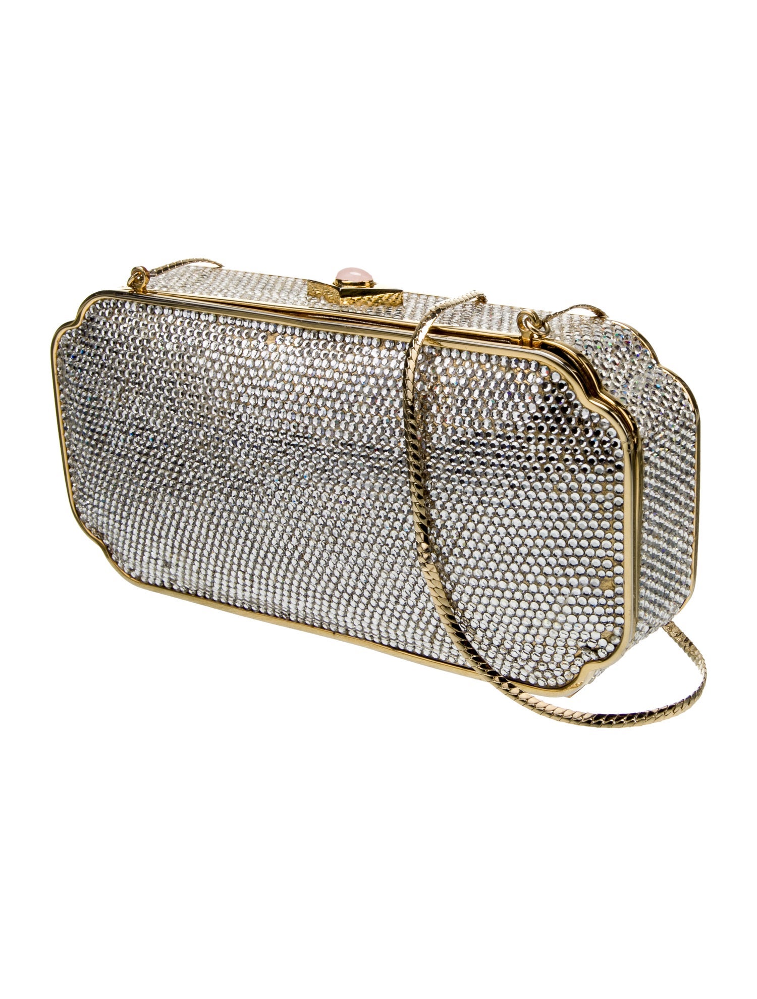 Judith Leiber Satin Crystal Embellished Evening Bag - Black Evening ...