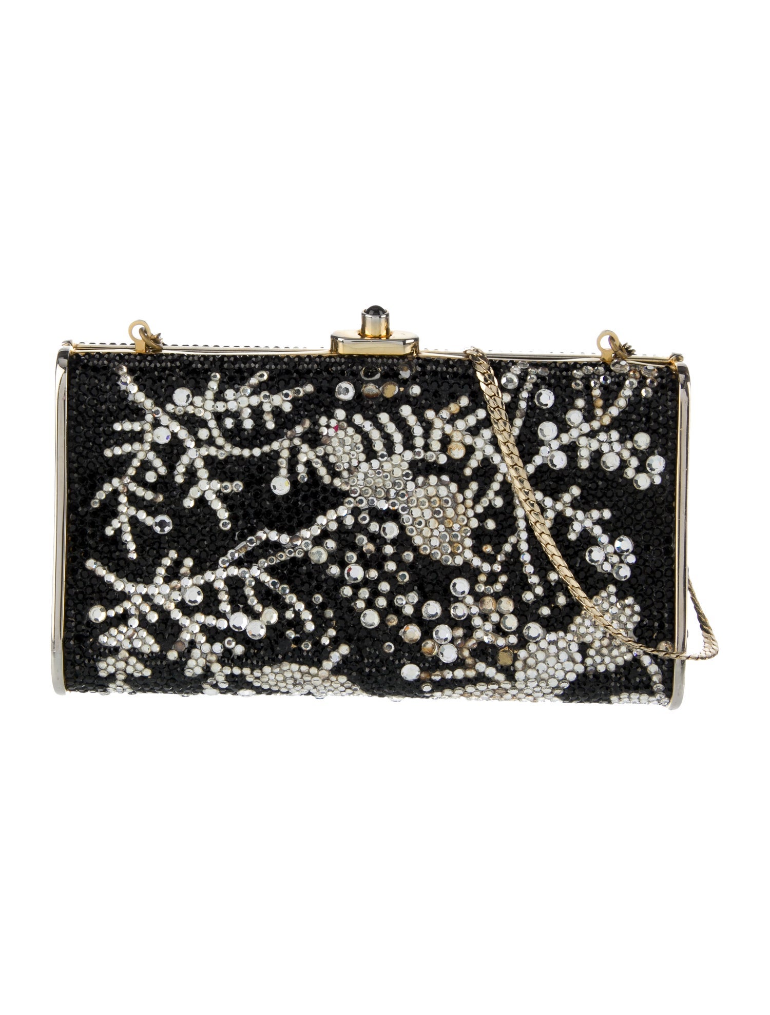 Judith Leiber Chain-Link Trimmed Strass Evening Bag - Black Evening ...