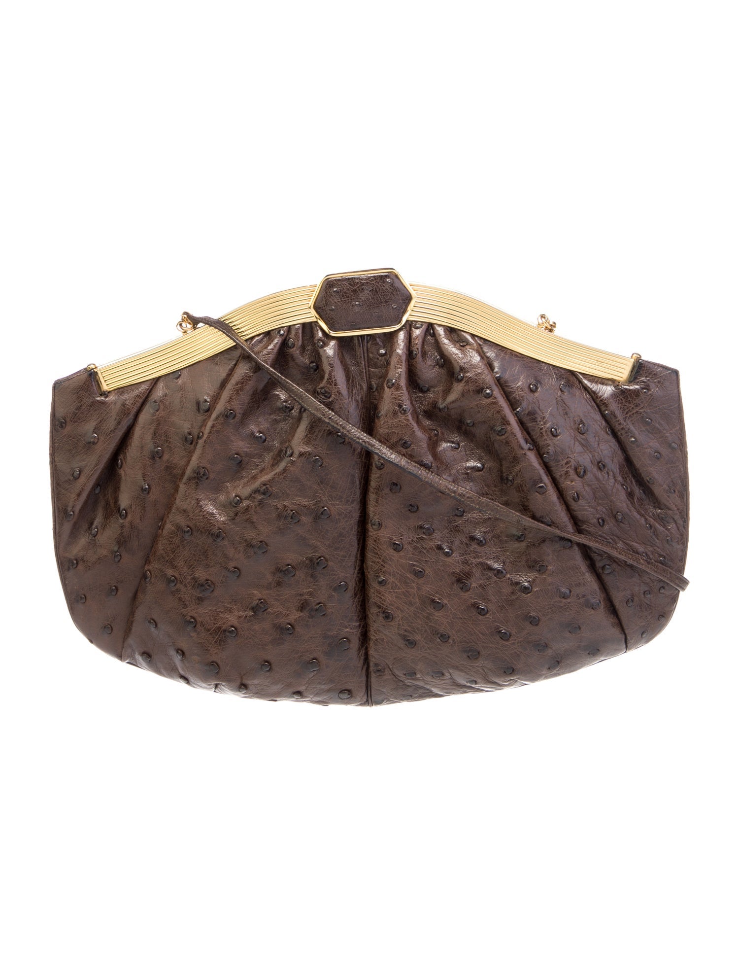 Judith Leiber Ostrich Evening Bag - Brown Clutches, Handbags - JUD68011 ...