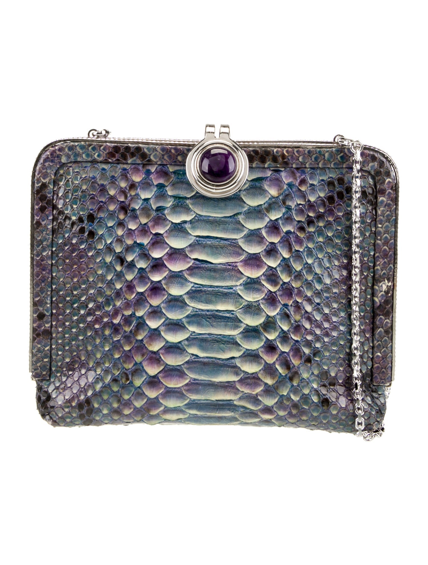 Judith Leiber Python Minaudière - Blue Evening Bags, Handbags ...
