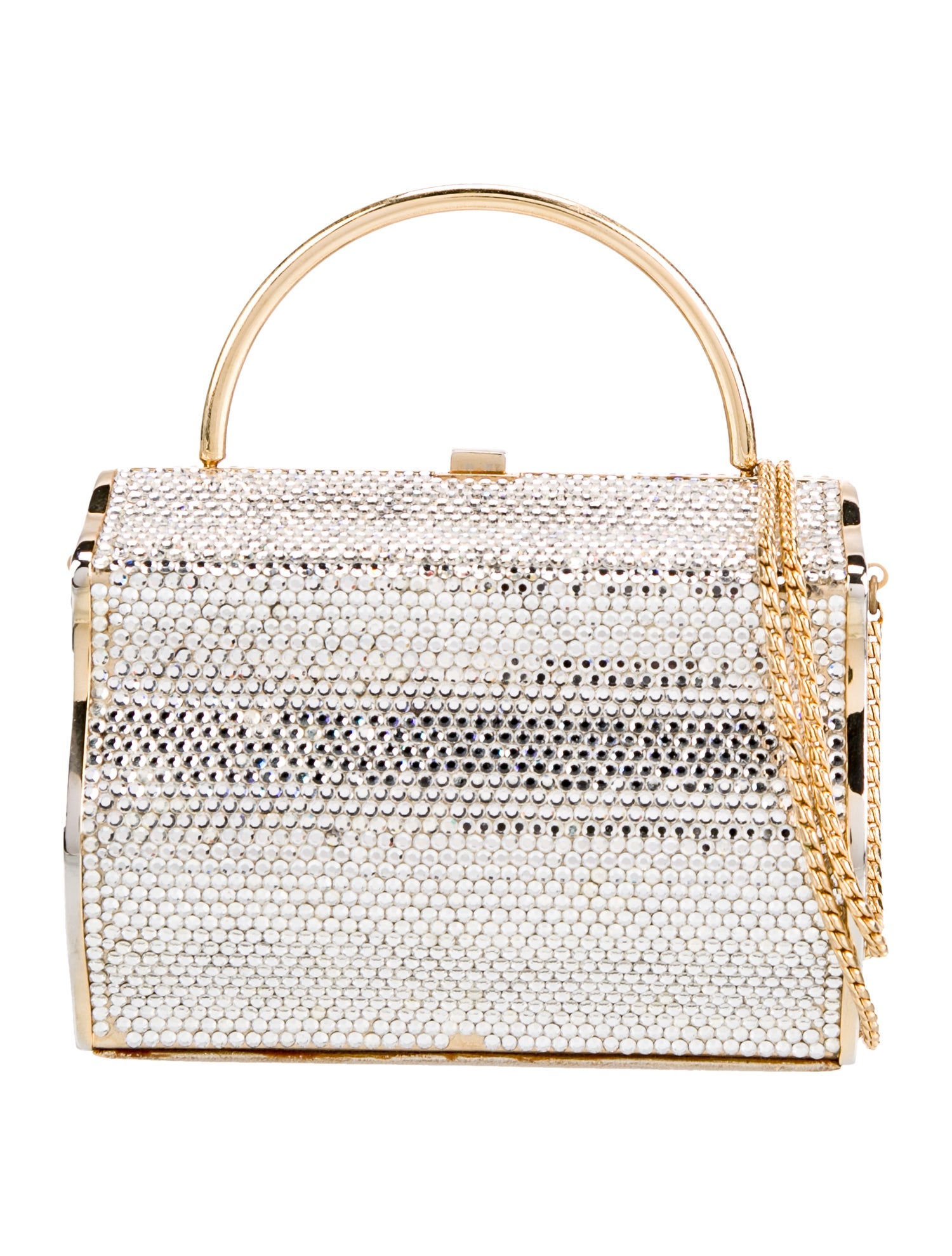 Judith Leiber Crystal Minaudière - Gold Evening Bags, Handbags ...