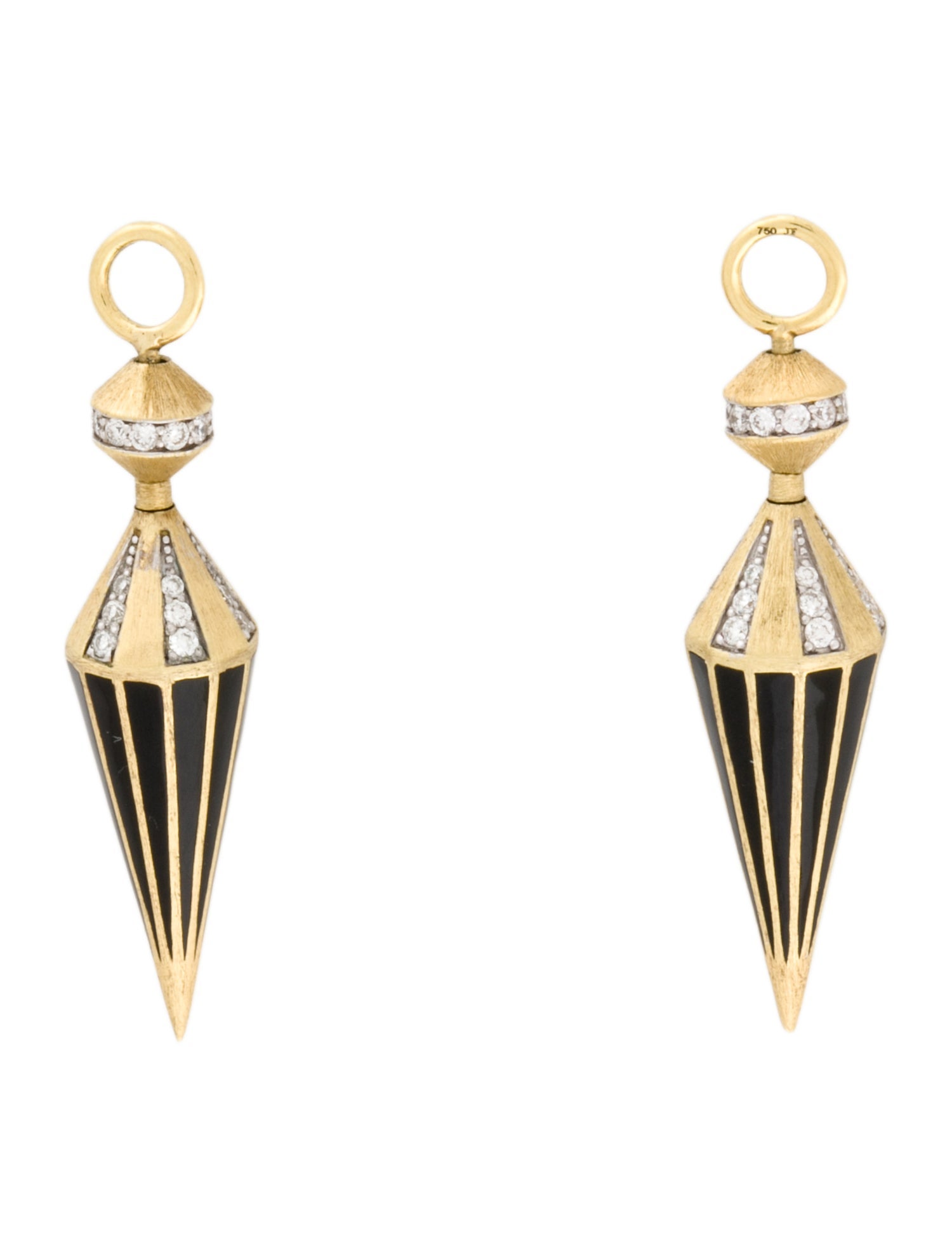 Jude Frances 18K Diamond & Ceramic Lisse Spinning Cone Earring ...