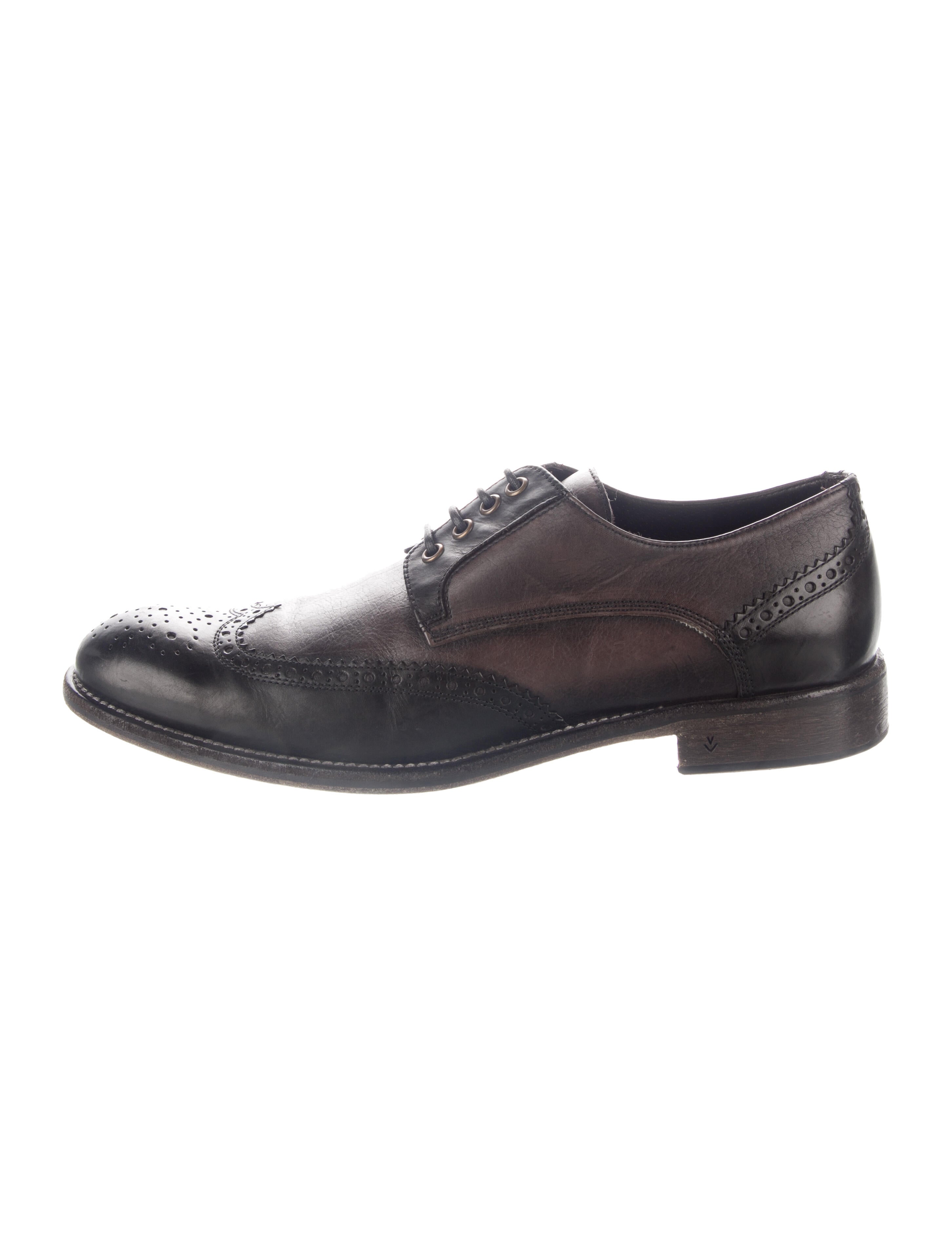 John Varvatos Leather Colorblock Pattern Brogues - Black Oxfords, Shoes ...