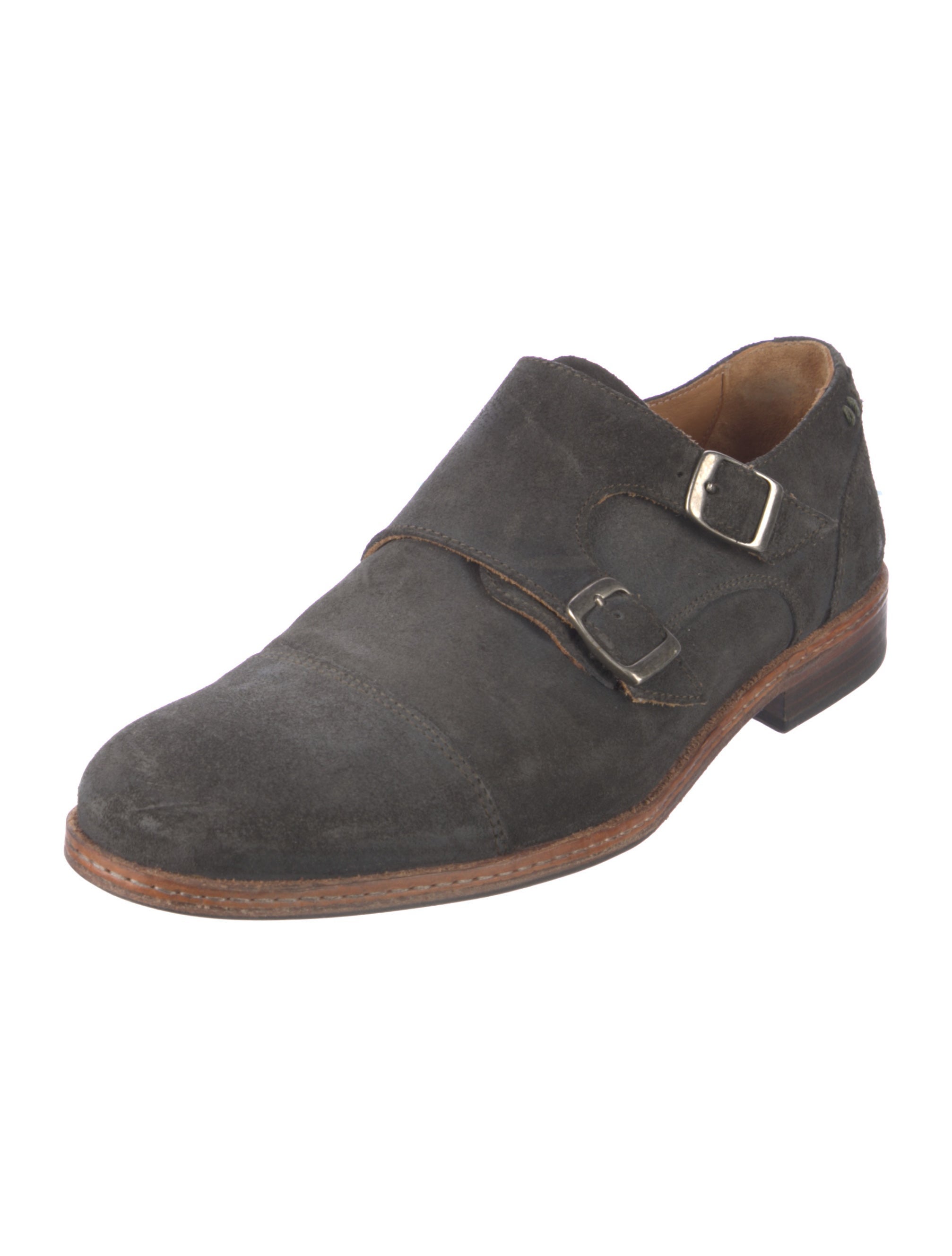 John Varvatos Suede Monk Straps - Grey Monk Straps, Shoes - JVA51417 ...
