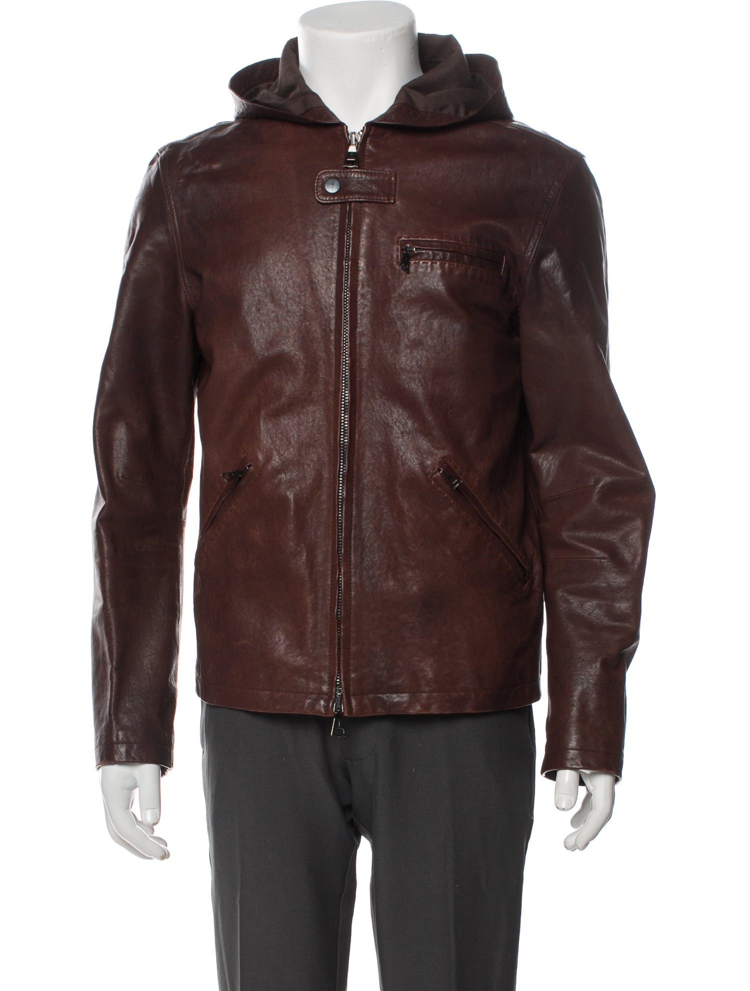John Varvatos Leather Moto Jacket - Brown Outerwear, Clothing ...