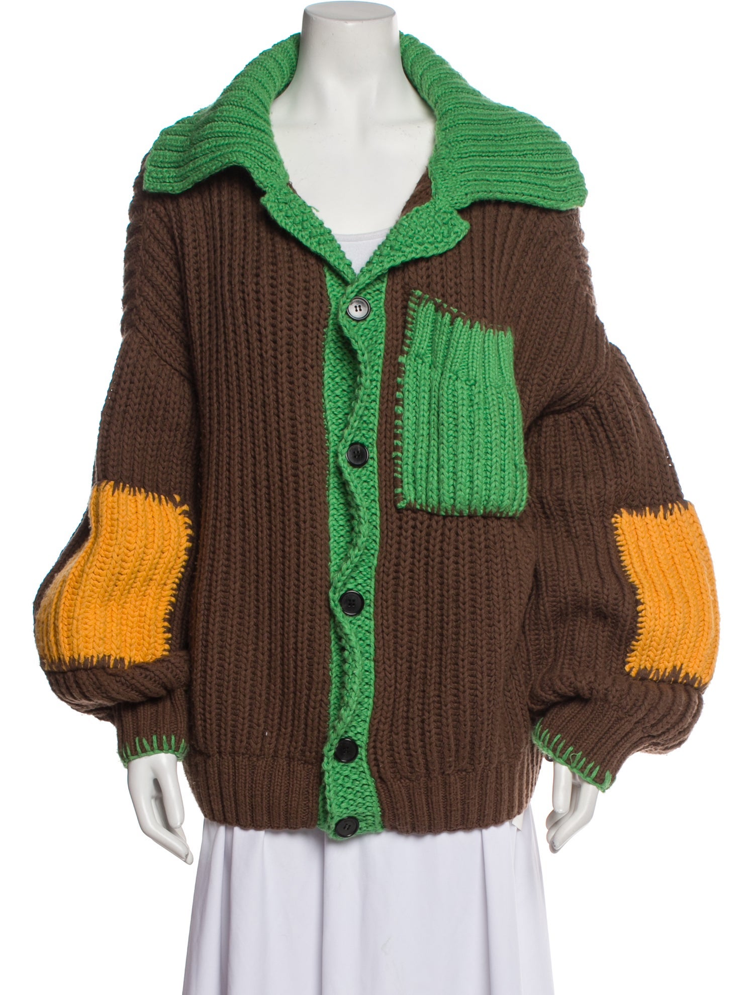 J.W. Anderson Colorblock Pattern Mock Neck Sweater - Brown Knitwear ...