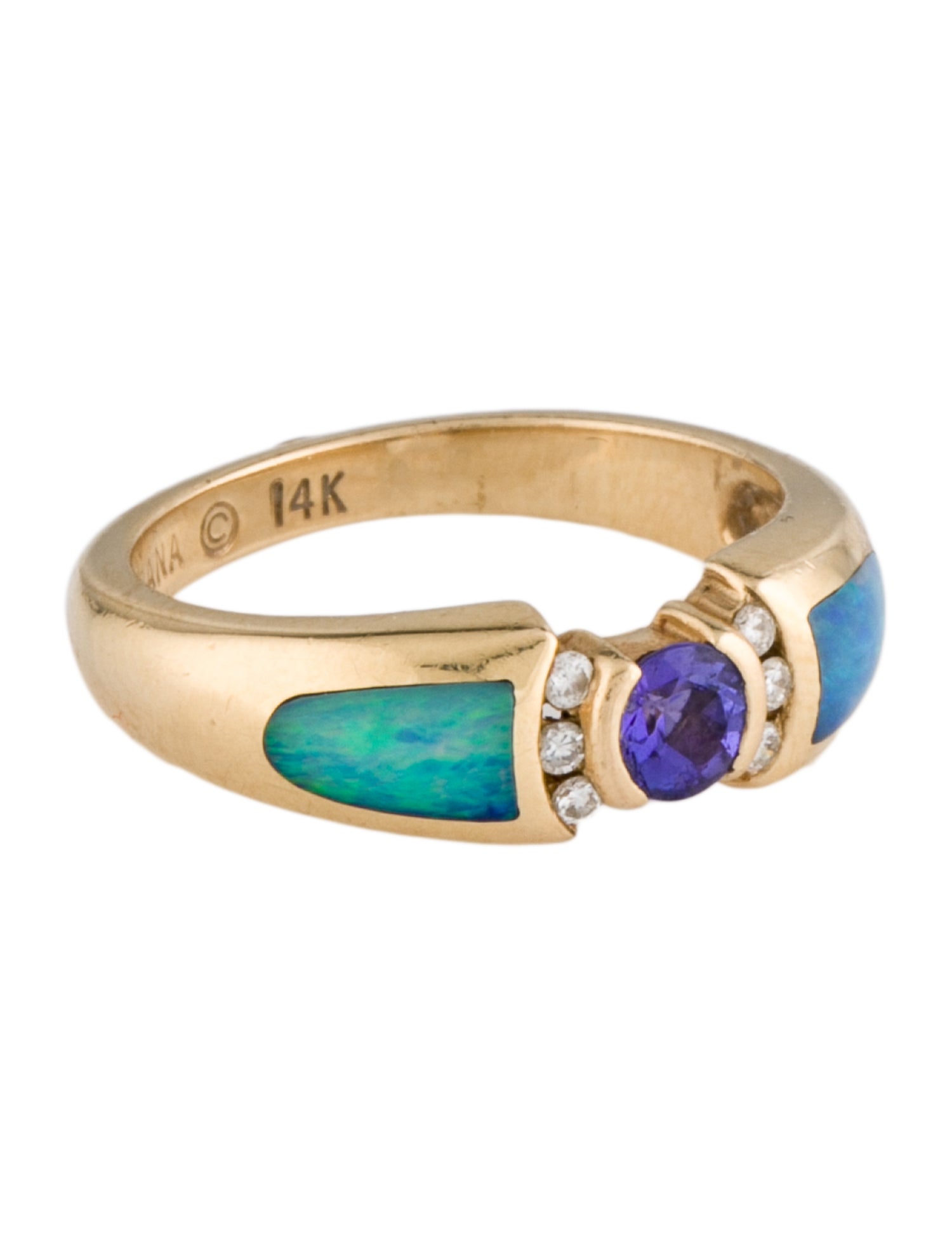 Kabana 14K Opal, Tanzanite & Diamond Band - 14K Yellow Gold Band, Rings ...