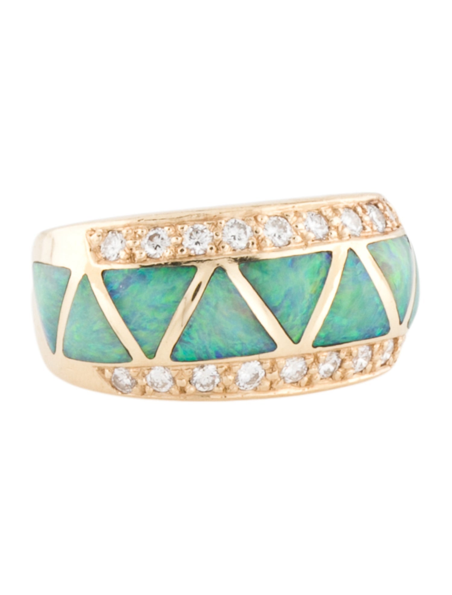 Kabana 14K Diamond & Opal Wide Band Ring - 14K Yellow Gold Band, Rings ...