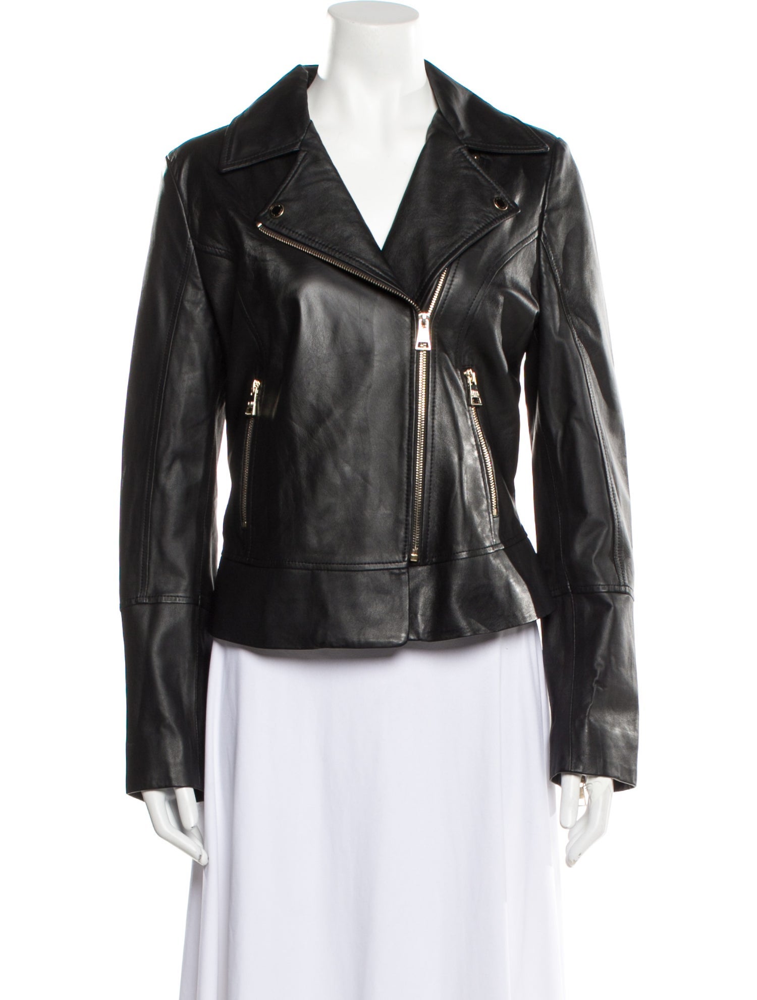 Karl Lagerfeld Leather Biker Jacket - Black Jackets, Clothing ...