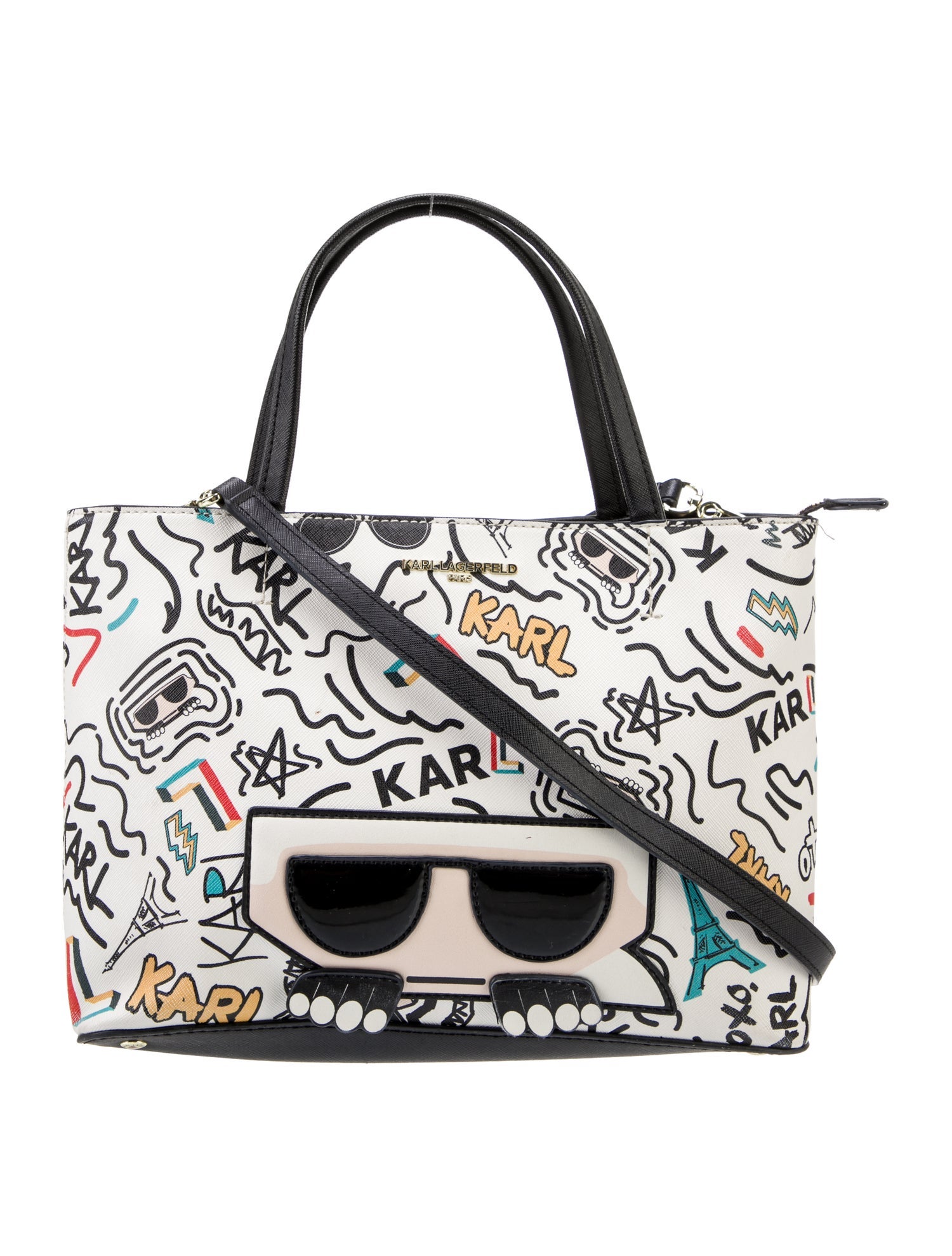 Karl Lagerfeld Patterned Leather Handle Bag - White Handle Bags ...