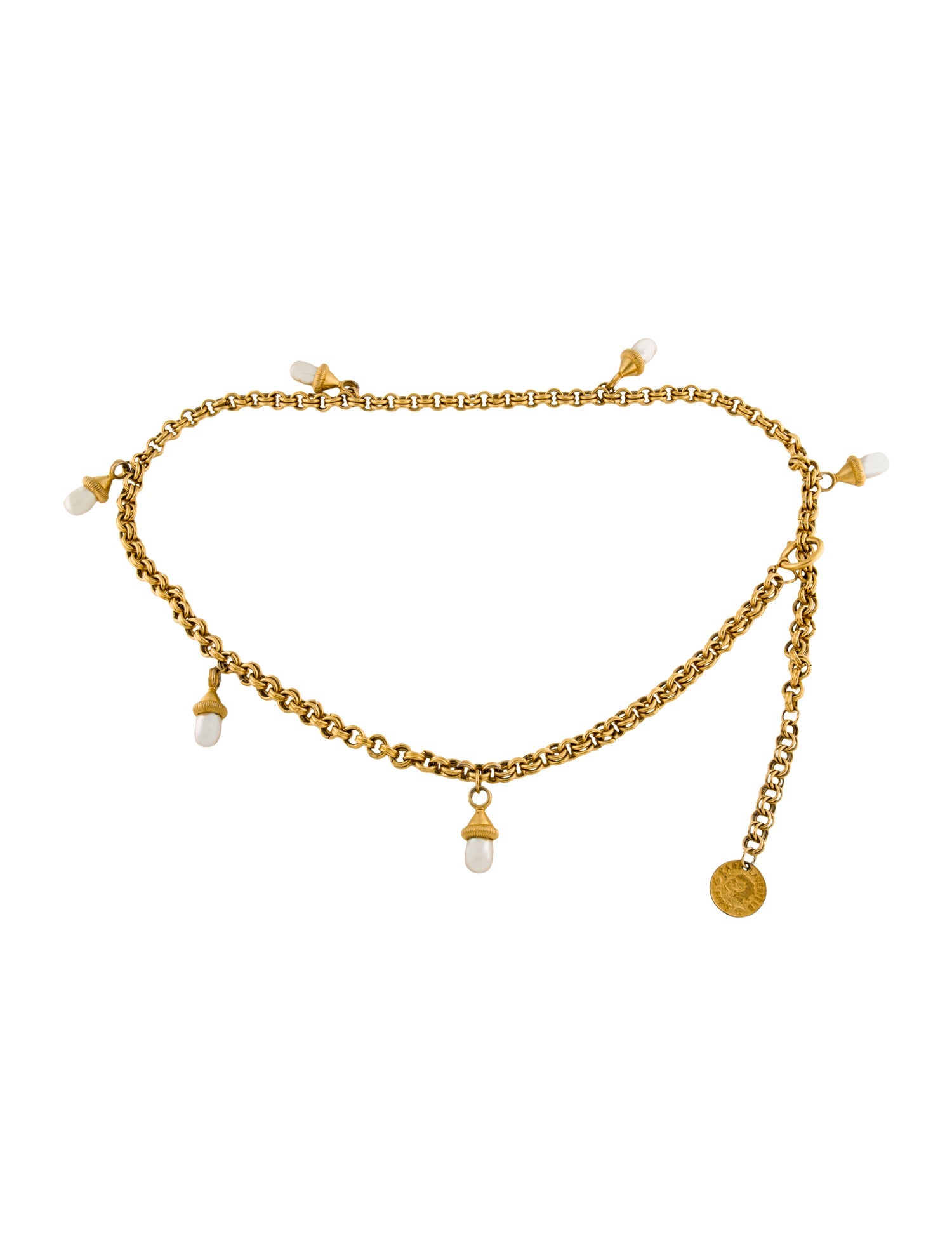 Karl Lagerfeld Vintage Metal Chain-Link Pearl Accent Necklace Belt ...