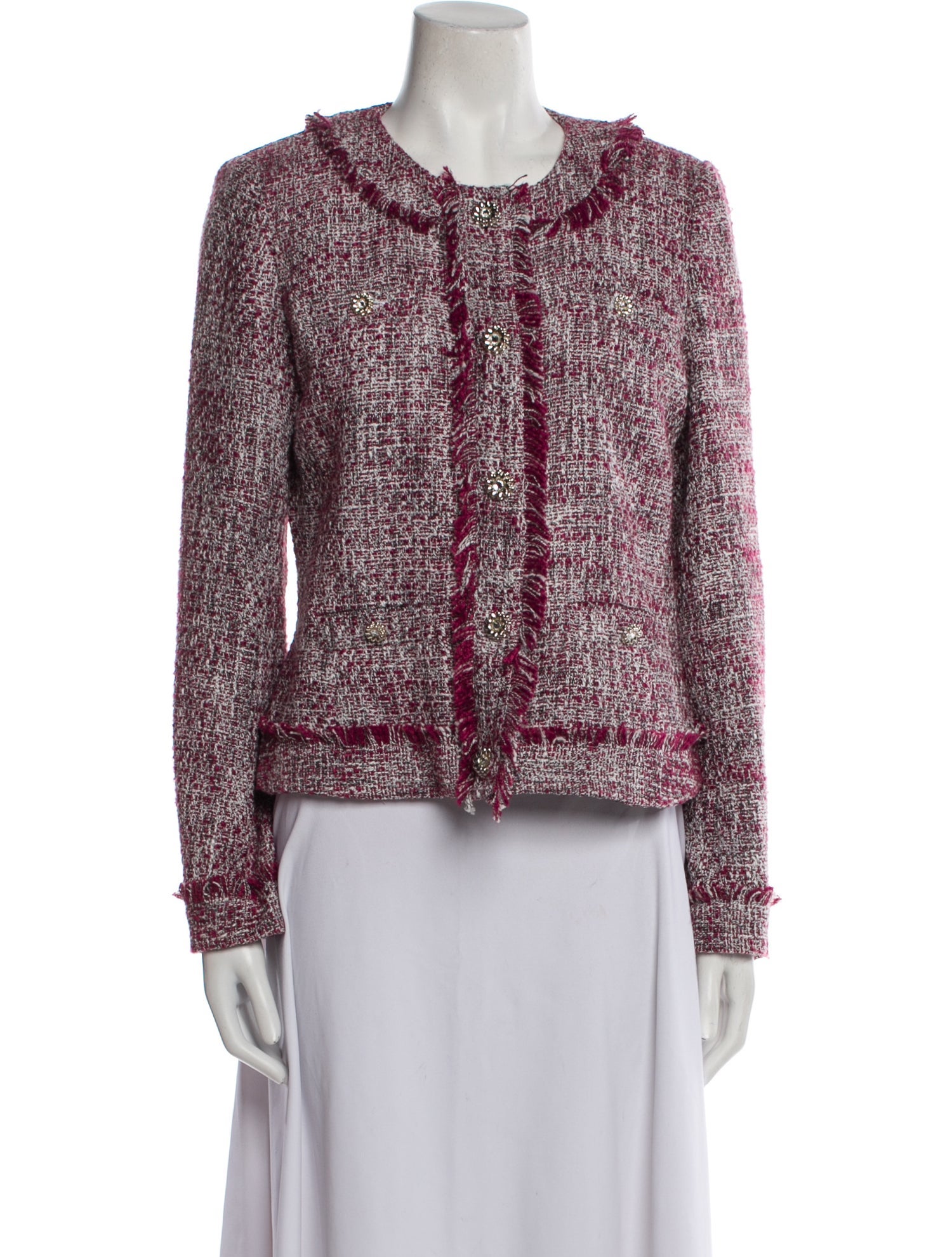 Karl Lagerfeld Tweed Pattern Evening Jacket w/ Tags - Burgundy Jackets, Clothing - KAL44339 ...