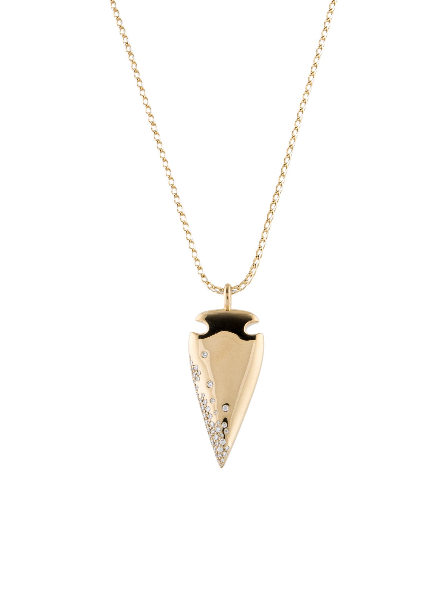 Kat Florence 18K Diamond Arrowhead Pendant Necklace - 18K Yellow Gold ...