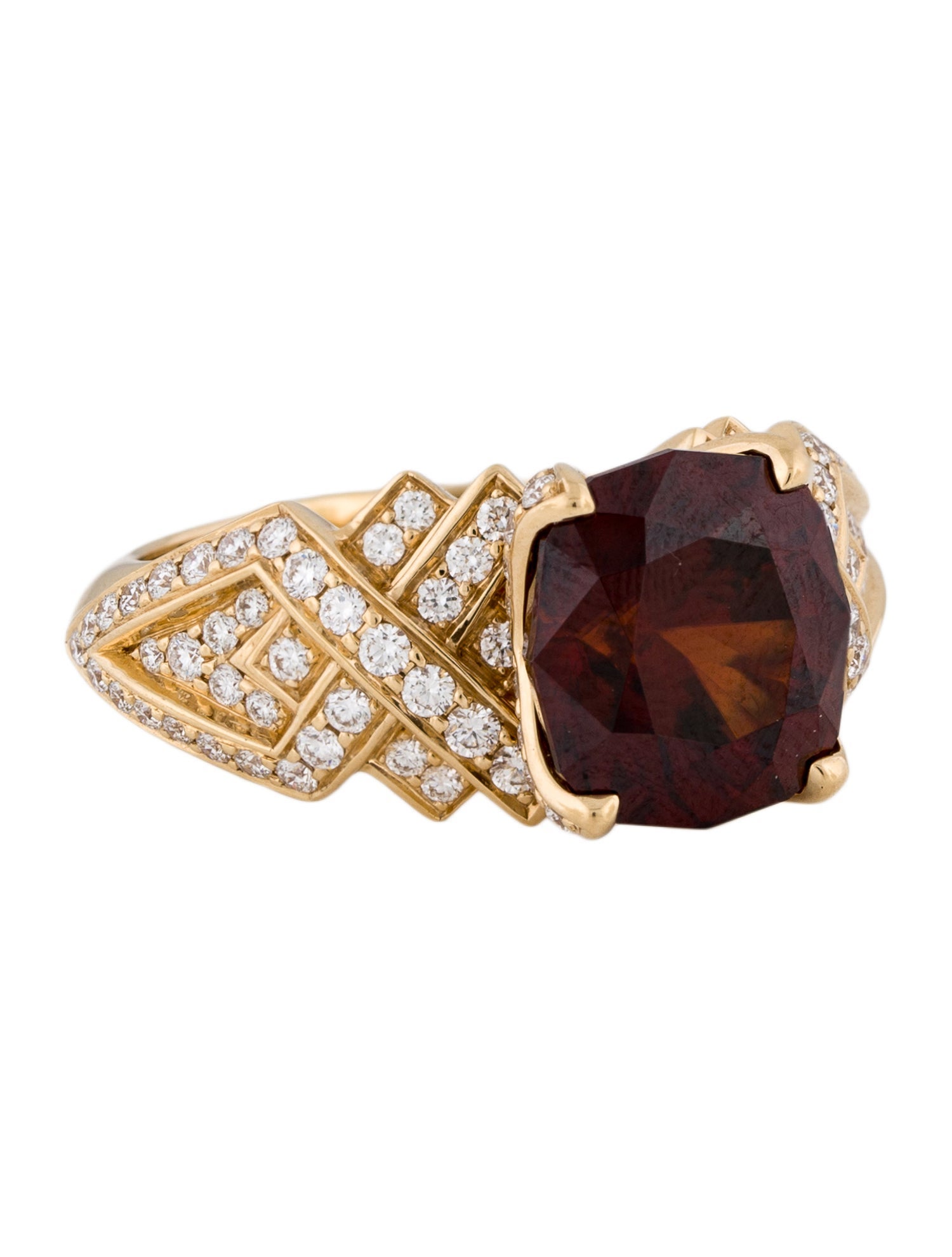 Kat Florence 18K 7.71ct Orange Zircon & Diamond Ring - 18K Yellow Gold ...