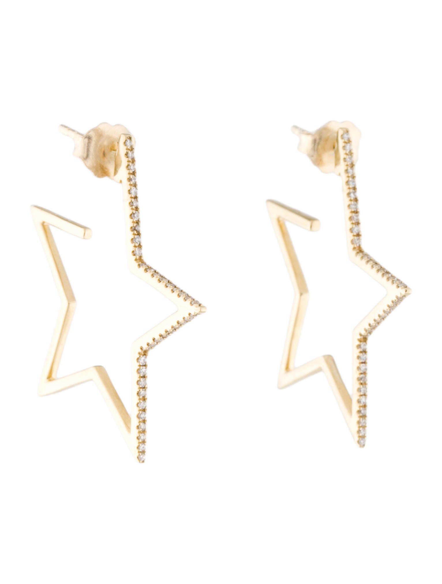 KC Designs 14K Diamond Star Hoop Earrings - 14K Yellow Gold Hoop ...