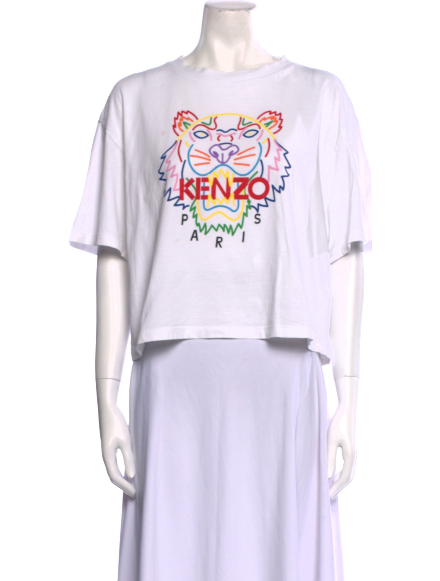 Kenzo Graphic Print Crew Neck T-Shirt - White Tops, Clothing - KEN70020 ...