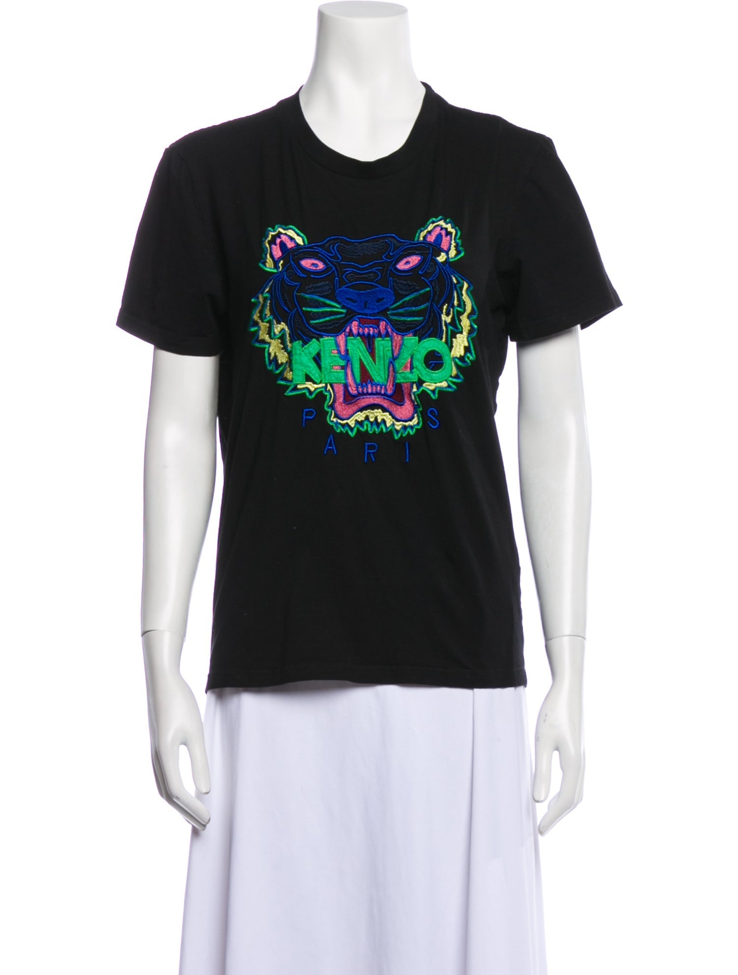 Kenzo Graphic Print Crew Neck T-Shirt - Black Tops, Clothing - KEN72062 ...