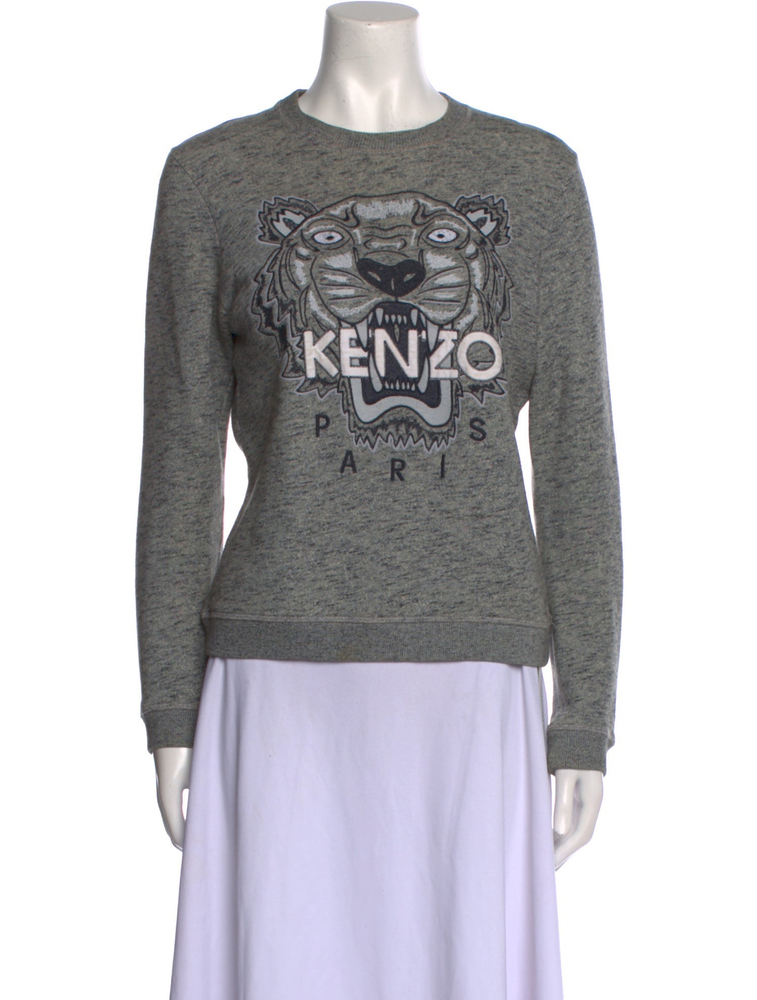 Kenzo Graphic Print Crew Neck Sweatshirt - Grey Tops, Clothing ...