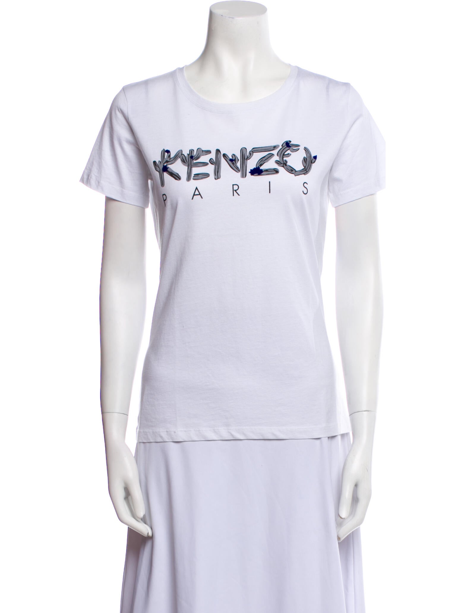 Kenzo Graphic Print Crew Neck T-Shirt - White Tops, Clothing - KEN75406 ...