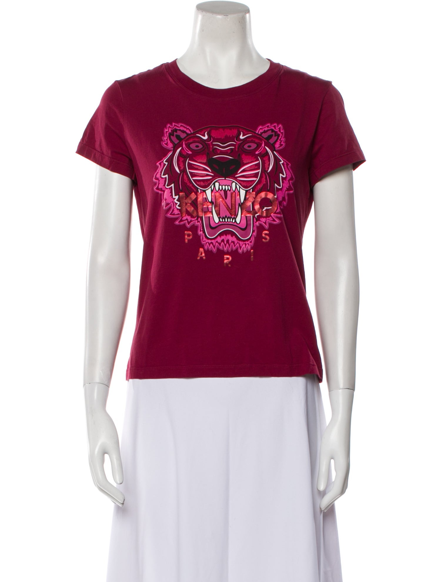 Kenzo Graphic Print Crew Neck T-Shirt - Burgundy Tops, Clothing ...