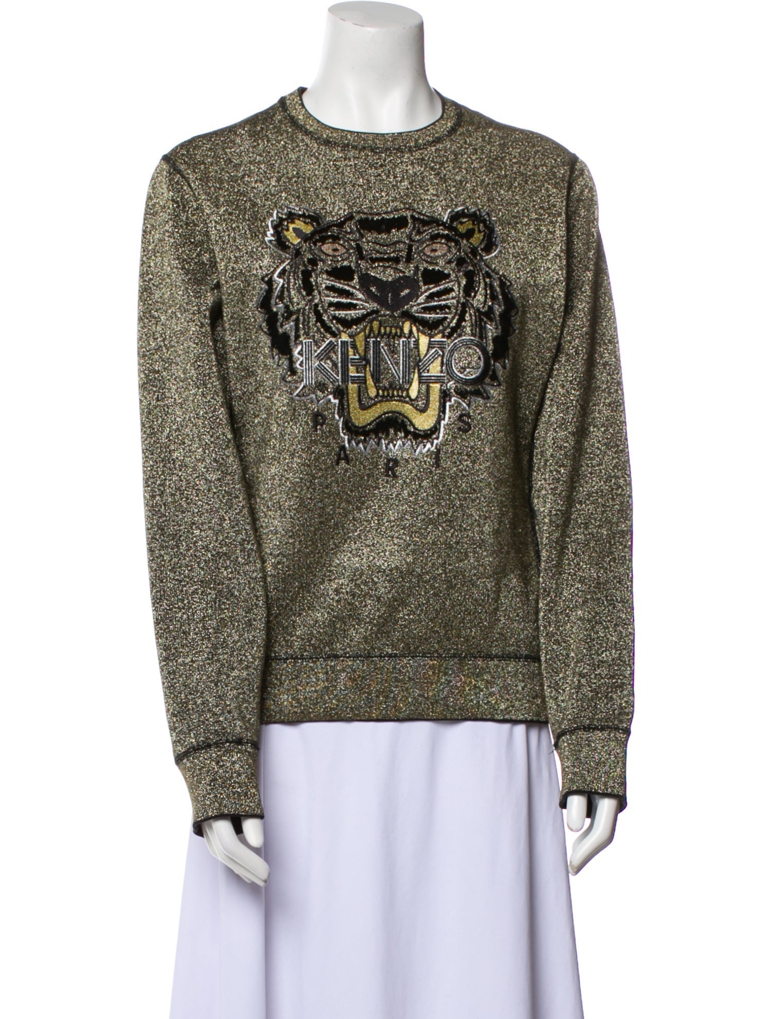Kenzo Graphic Print Crew Neck Sweatshirt - Gold Tops, Clothing ...