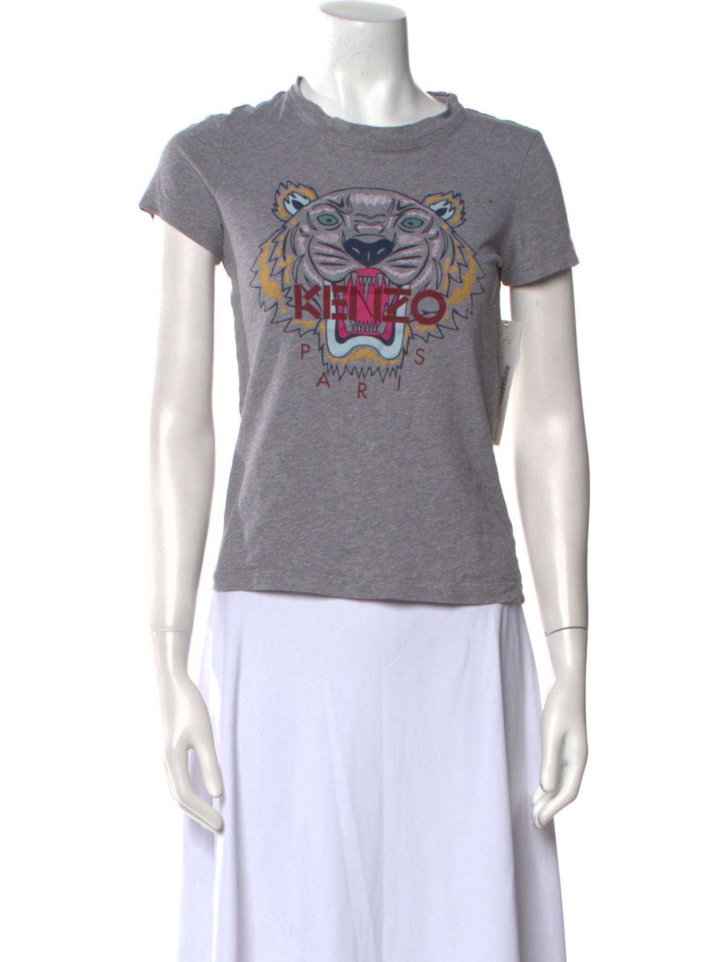Kenzo Graphic Print Crew Neck T-Shirt - Grey Tops, Clothing - KEN77944 ...